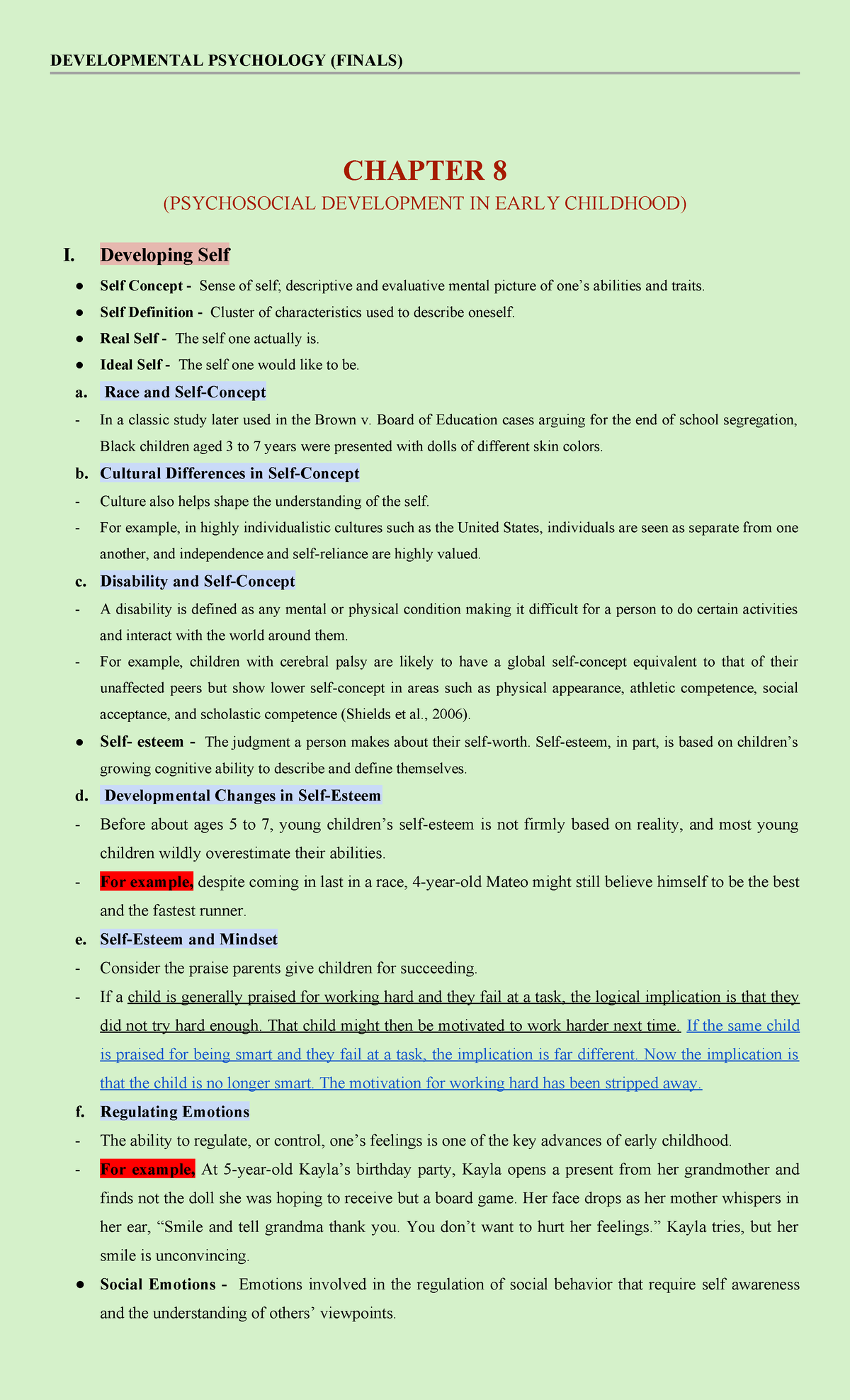 Chapter 8 - Psychosocial Development in Early Childhood (Dev Psych ...