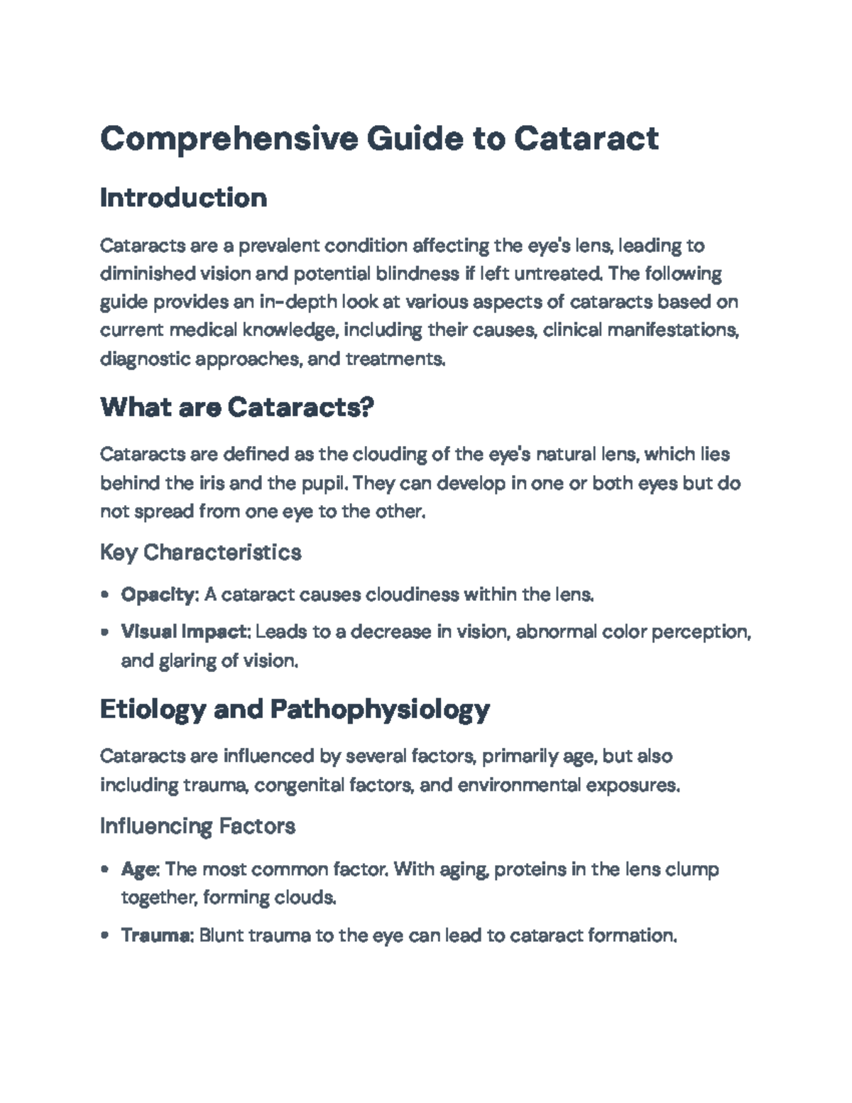 Comprehensive Guide to Cataracts: Causes, Symptoms, and Treatments ...