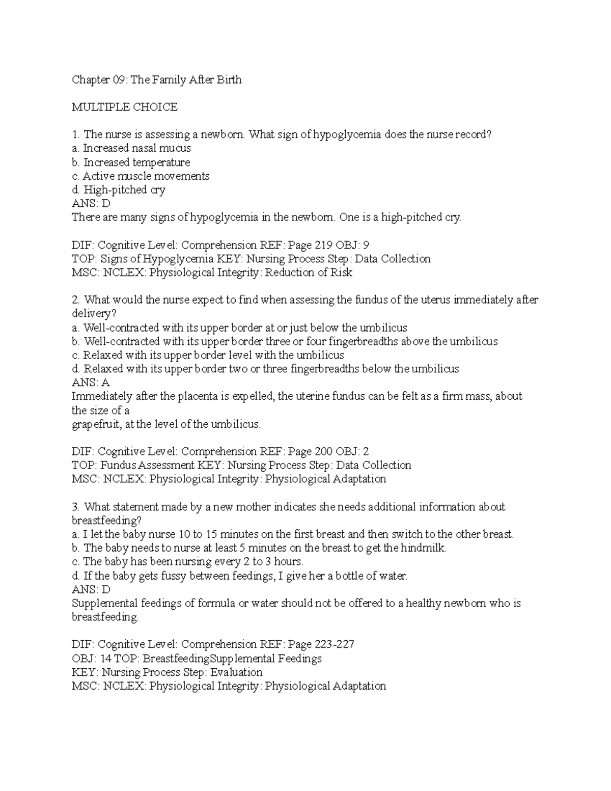 Chapter 09: The Family After Birth - Key Concepts and Insights - Studocu