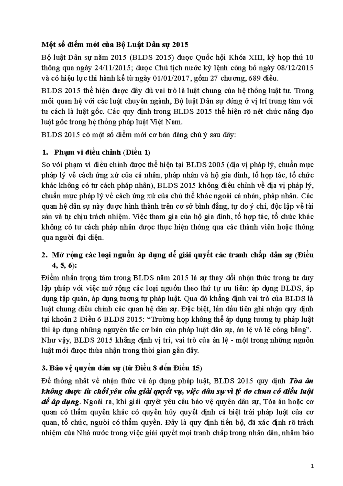 Mot so diem moi BLDS 2015 - Một số điểm mới của Bộ Luật Dân sự 2015 Bộ ...