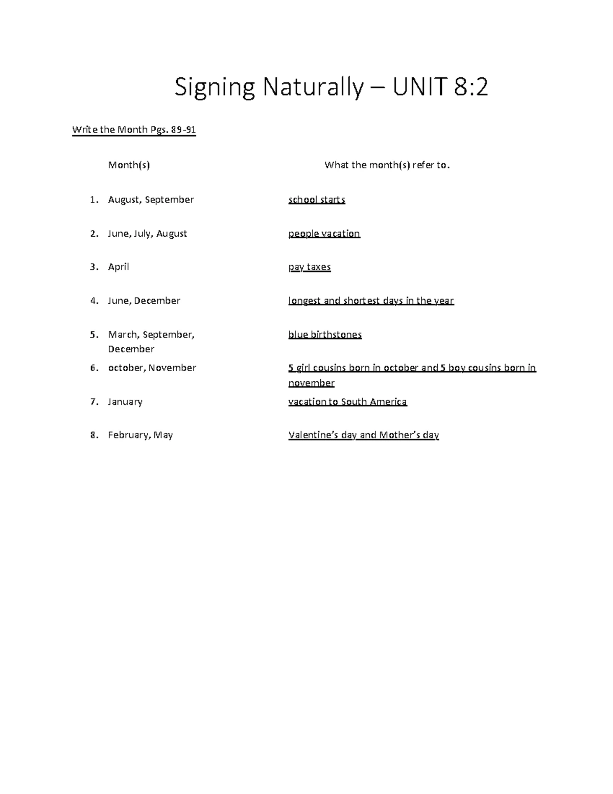 ASL 5 Homework – Signing Naturally Unit 5 Minidialogue Answers - Studocu