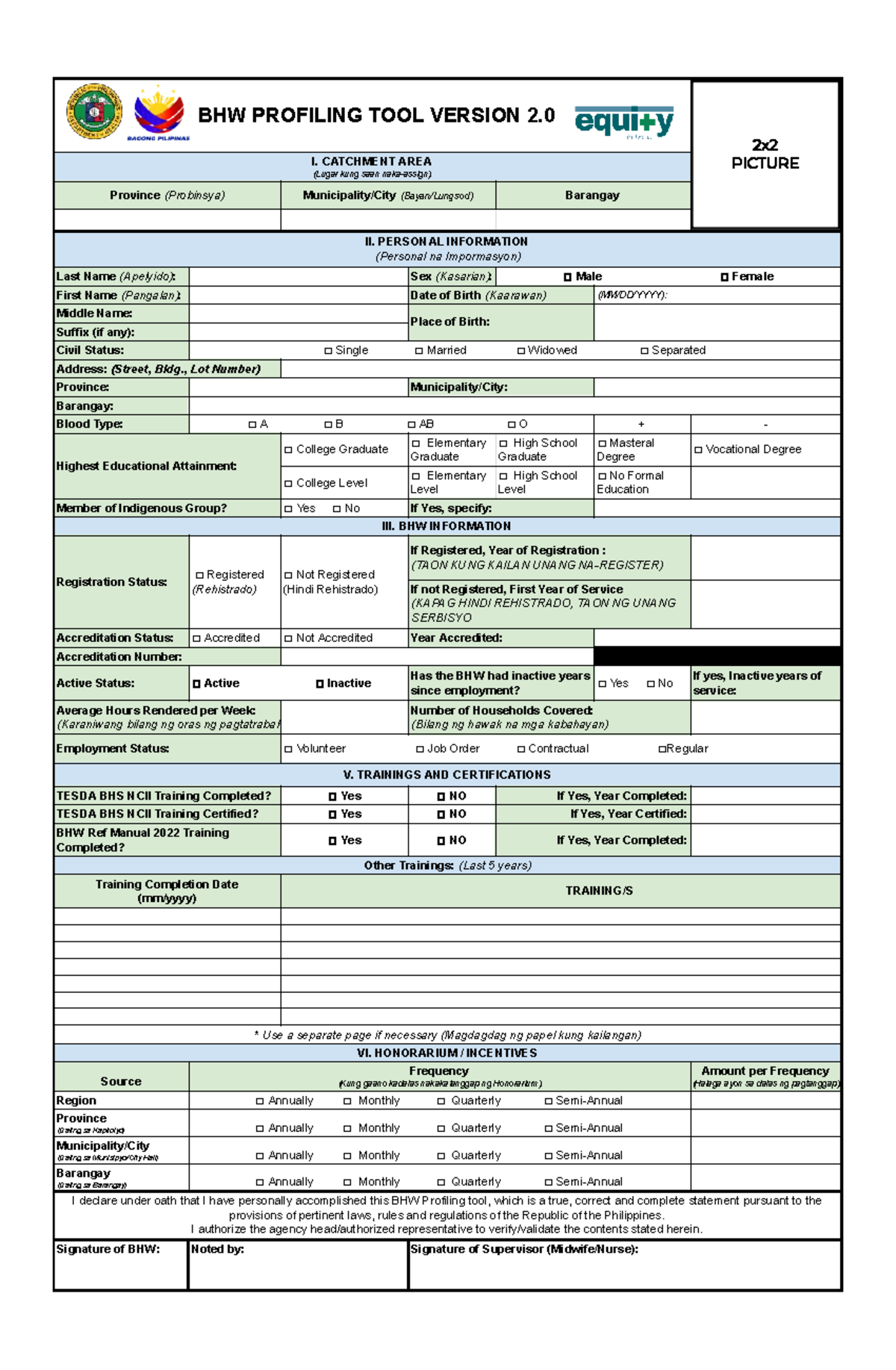 BHW Profiling Tool 2026: Comprehensive Data Collection Form - Studocu