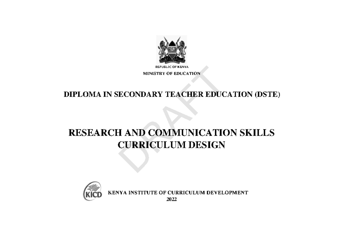 Diploma in Secondary Teacher Education (DSTE) Curriculum Design ...