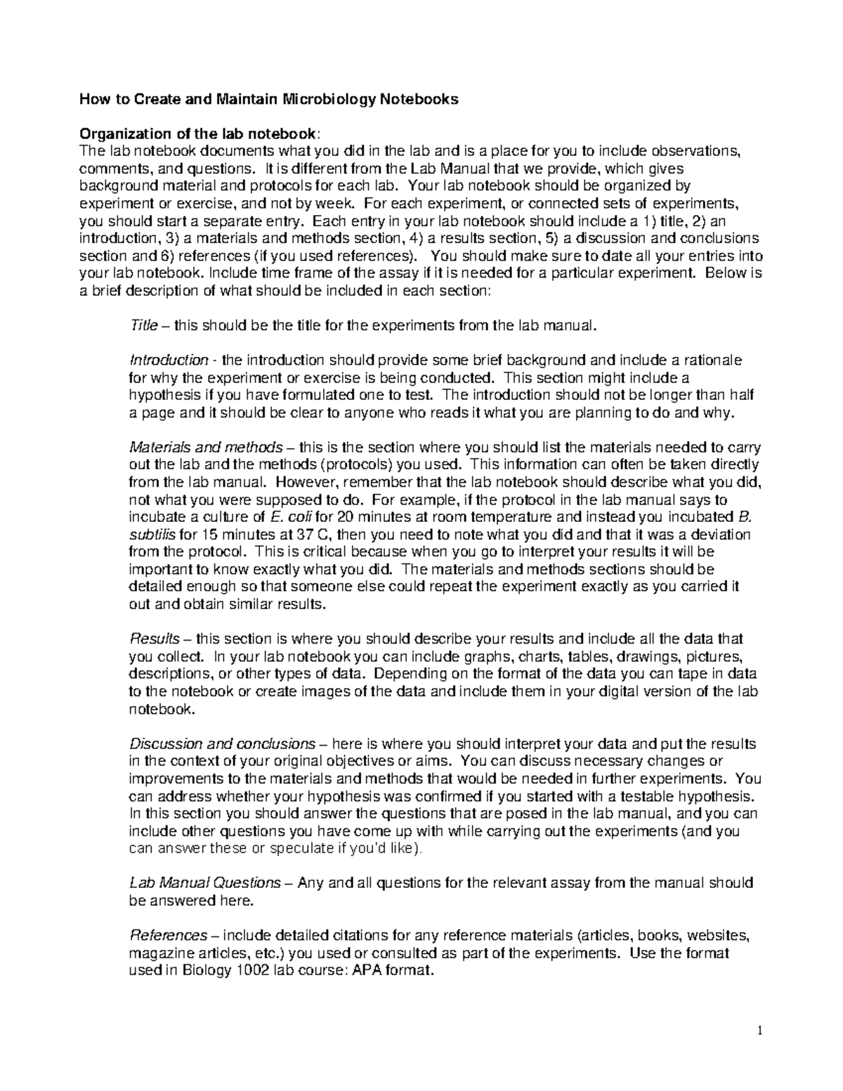 Create Maintain Microbiology Notebooks - 1 How to Create and Maintain ...