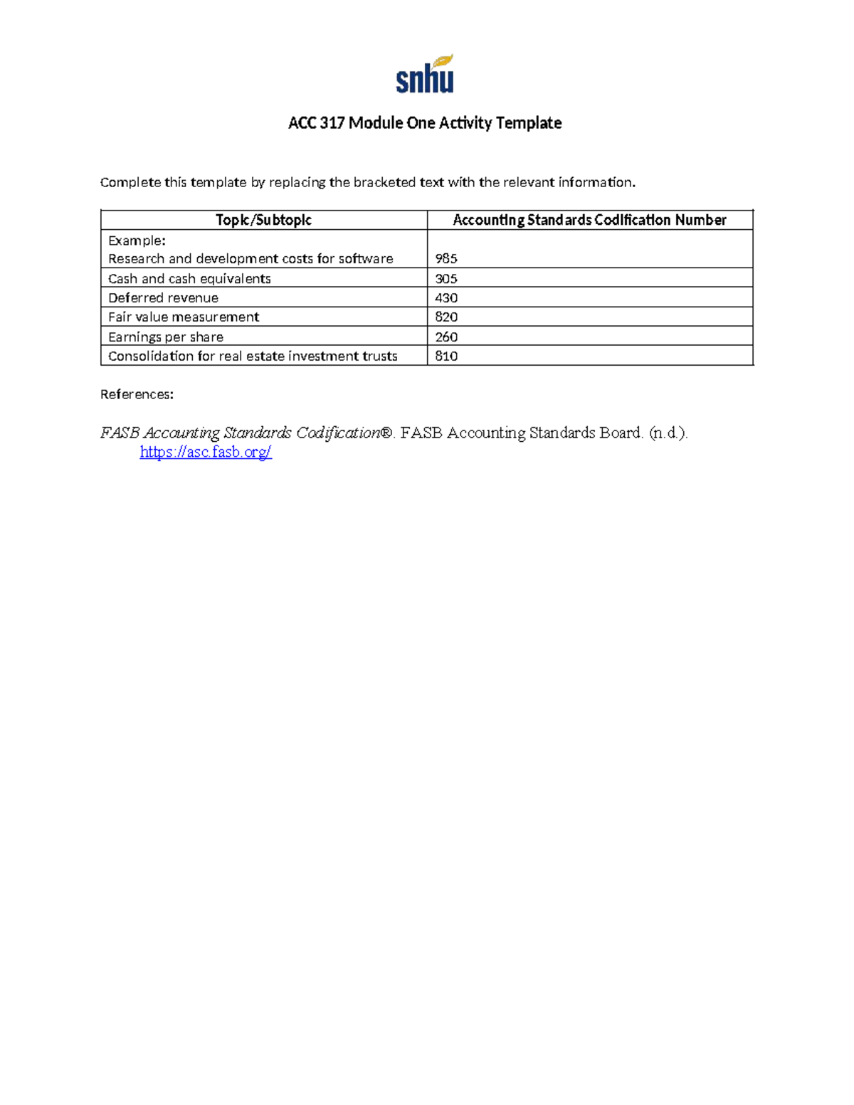 ACC 317 Module One Activity Template - ACC 317 Module One Activity ...
