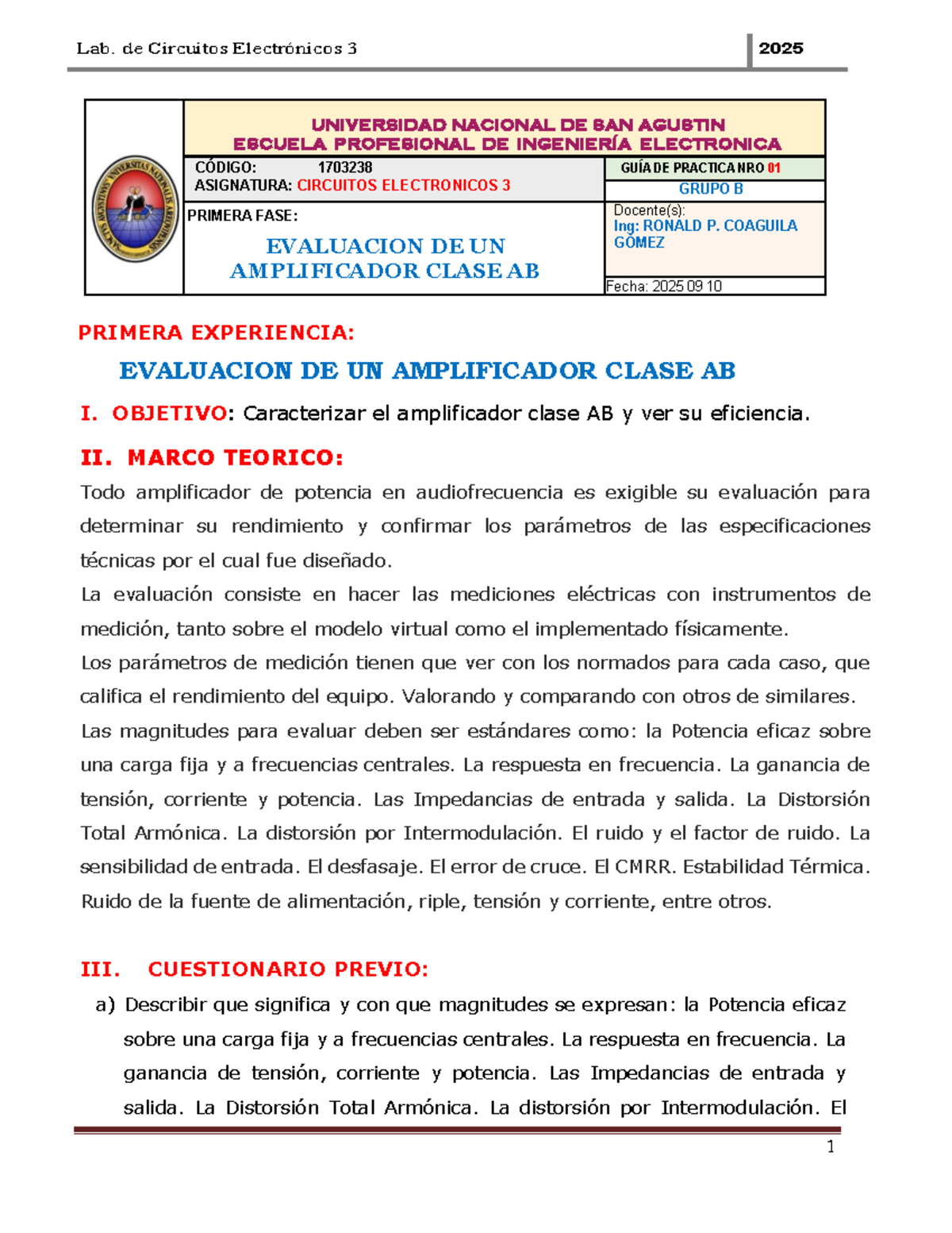 Guía de Práctica N° 01 - Circuitos Electrónicos III 1703238 - Studocu