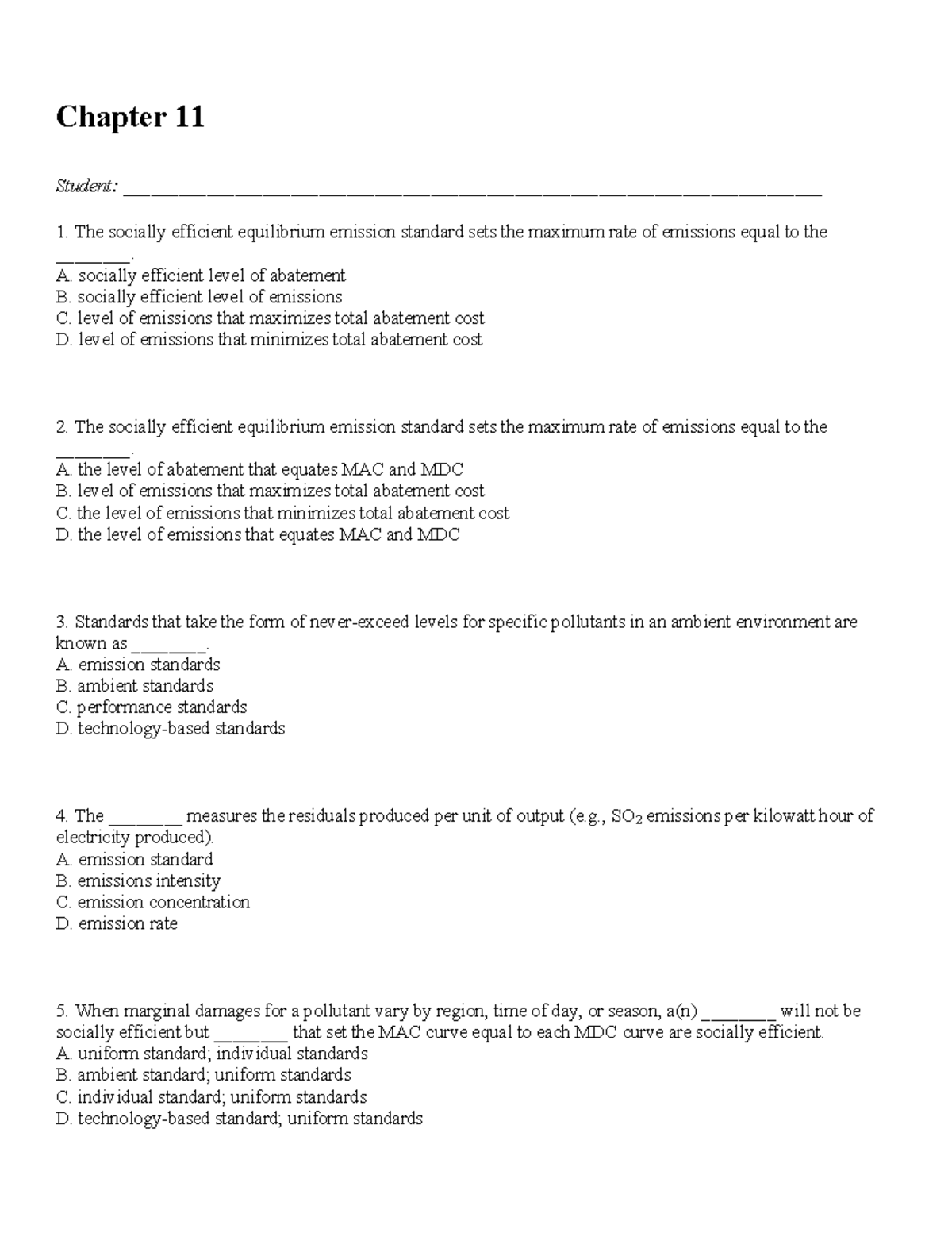 Chapter 11 - VERY HELPFUL!! Practice exam question - Chapter 11 Student ...