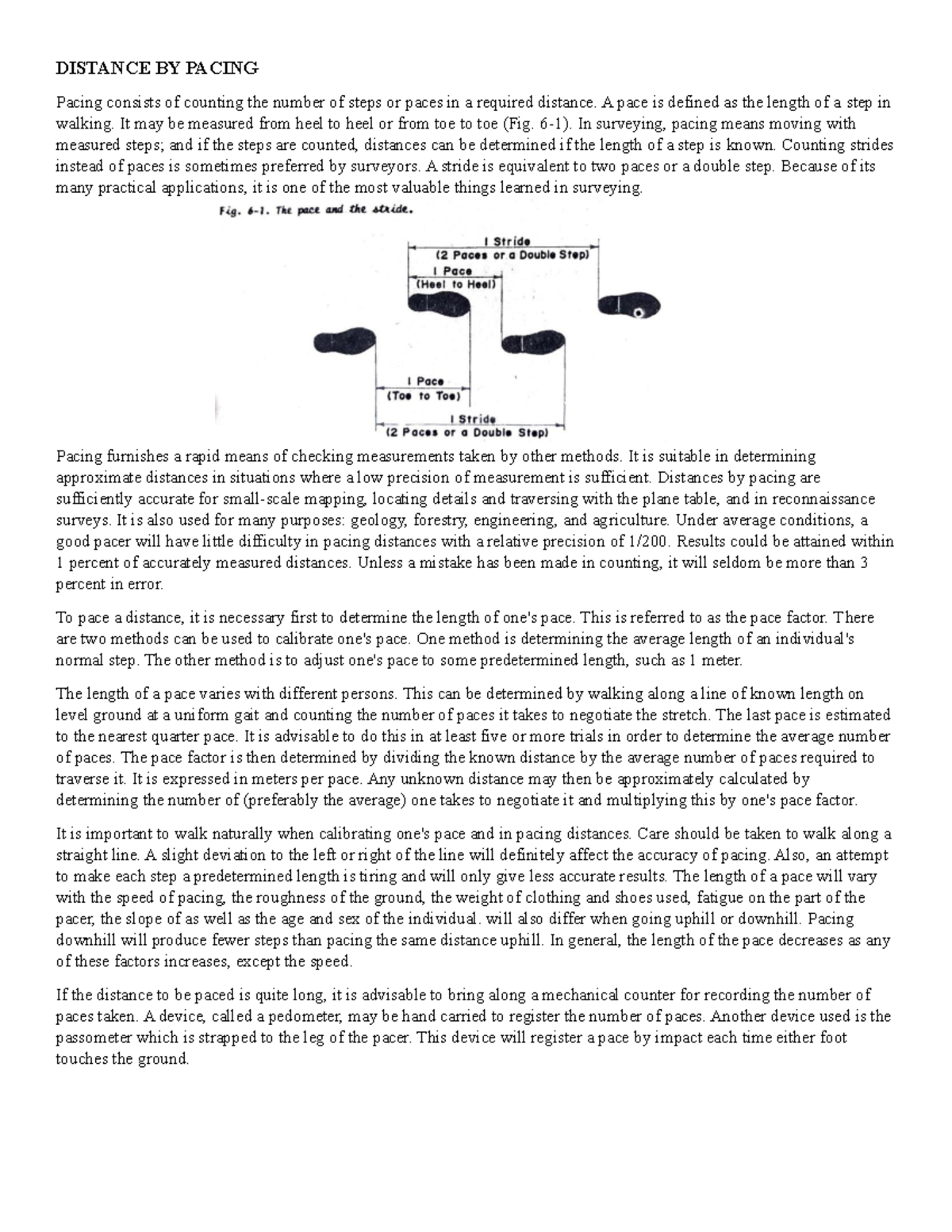 Pacing - DISTANCE BY PACING Pacing consists of counting the number of ...
