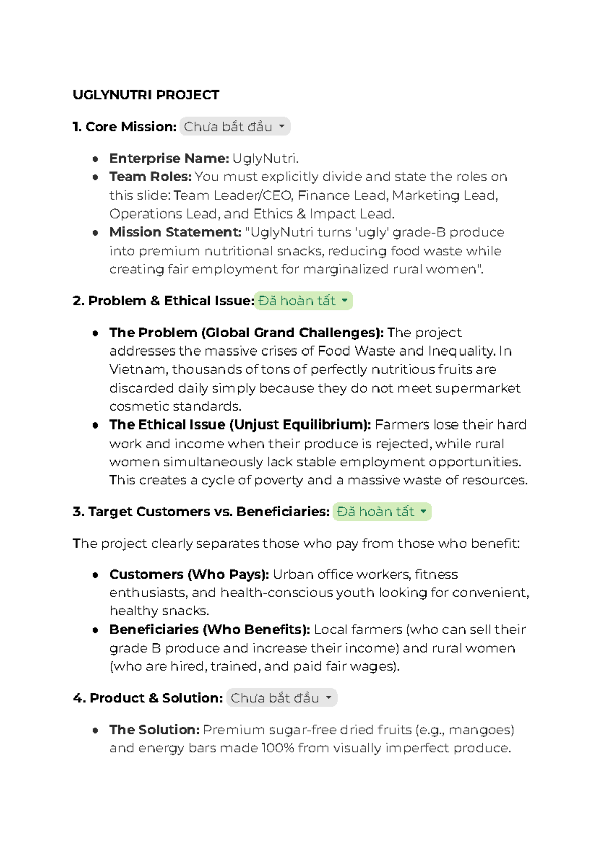 UGLYNUTRI Project 1: Social Enterprise Model & Ethical Issues ...