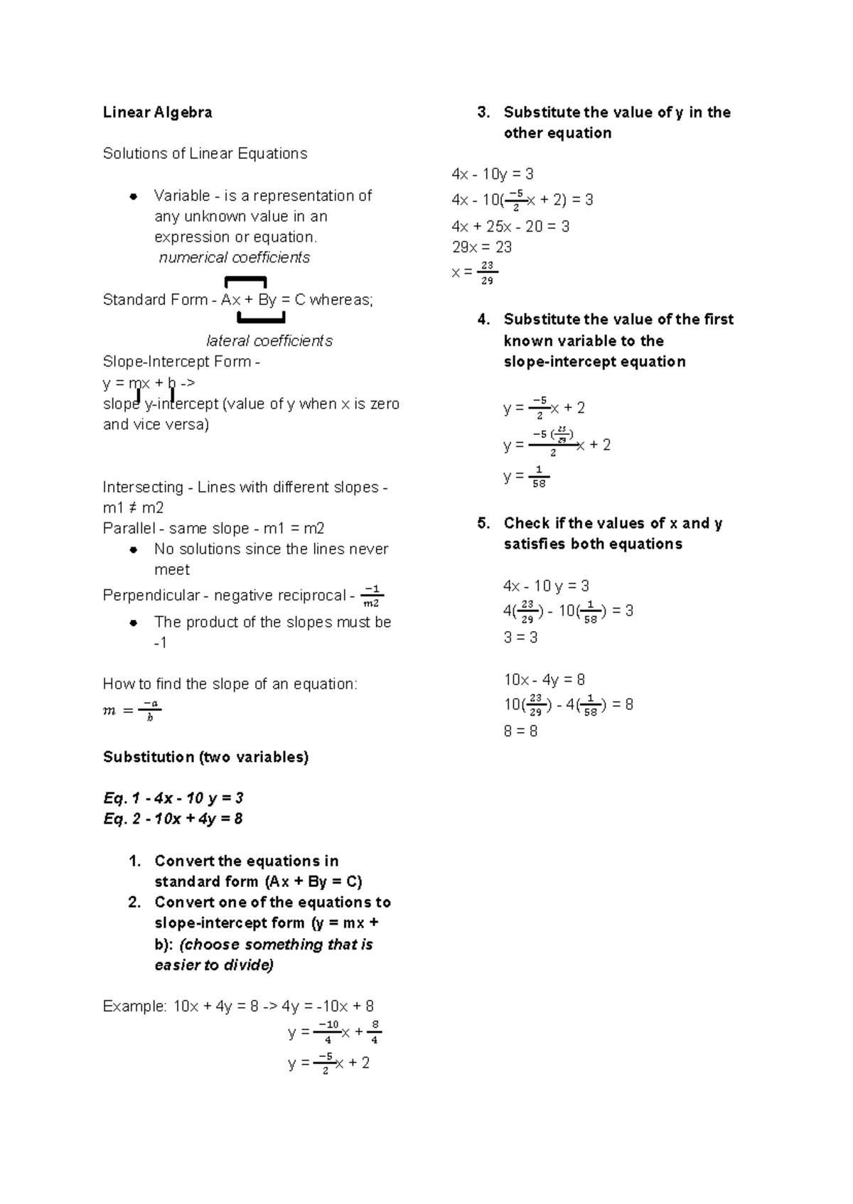 Q1 - Linear Algebra Solutions & Concepts Review - Studocu