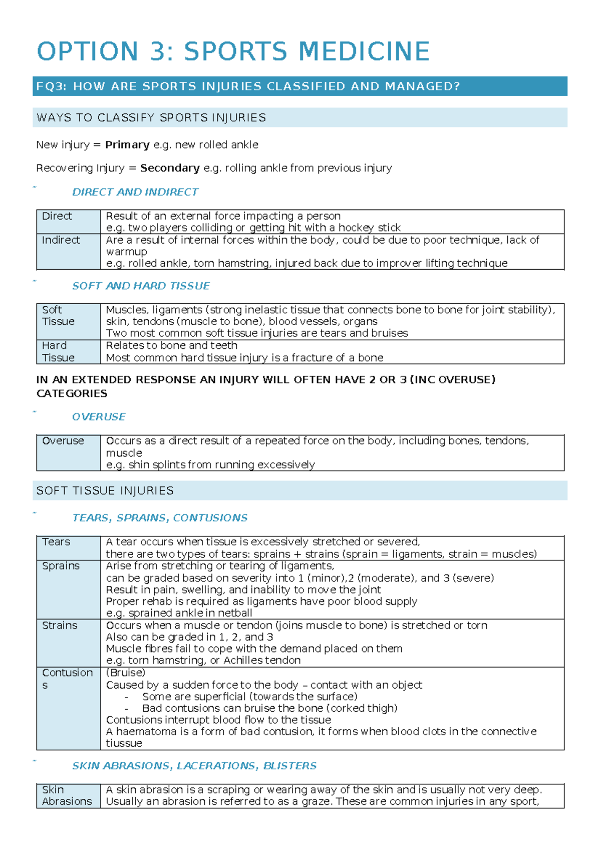Sports Medicine FQ3: Classification and Management of Sports Injuries ...
