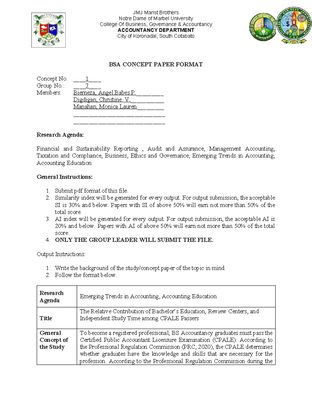 BSA 2025 Concept Paper: Factors Influencing CPALE Success - Studocu