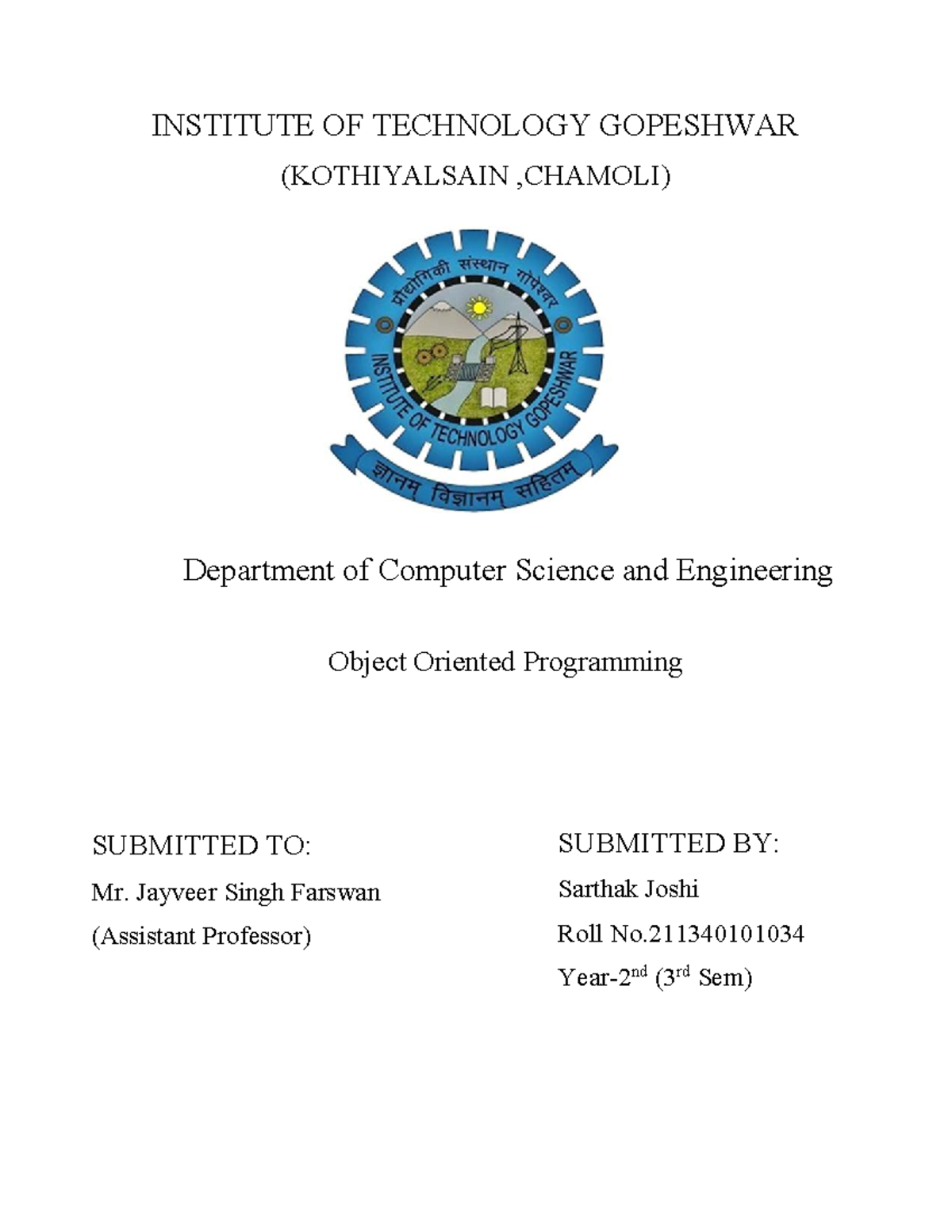 Java Programming Assignments for CSE 3rd Sem - Object Oriented Concepts ...