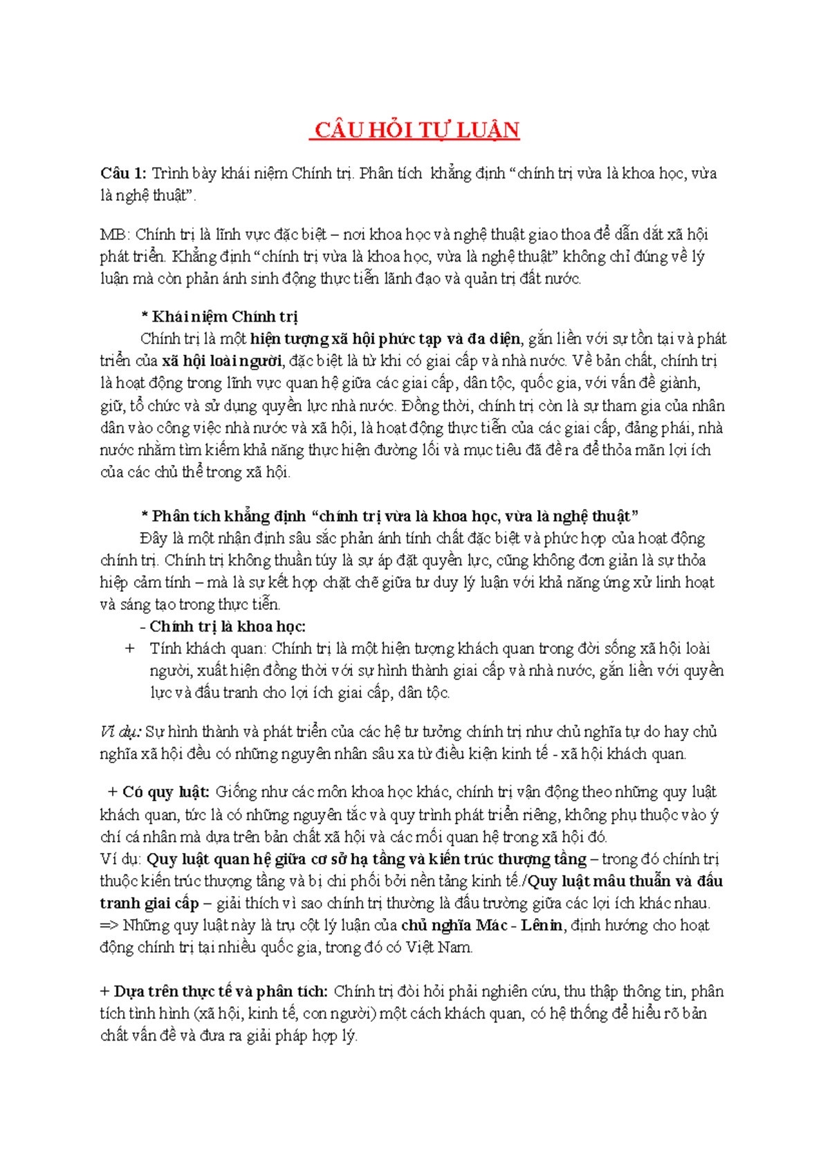 CTH - Phân Tích Khái Niệm Chính Trị: Khoa Học và Nghệ Thuật - Studocu