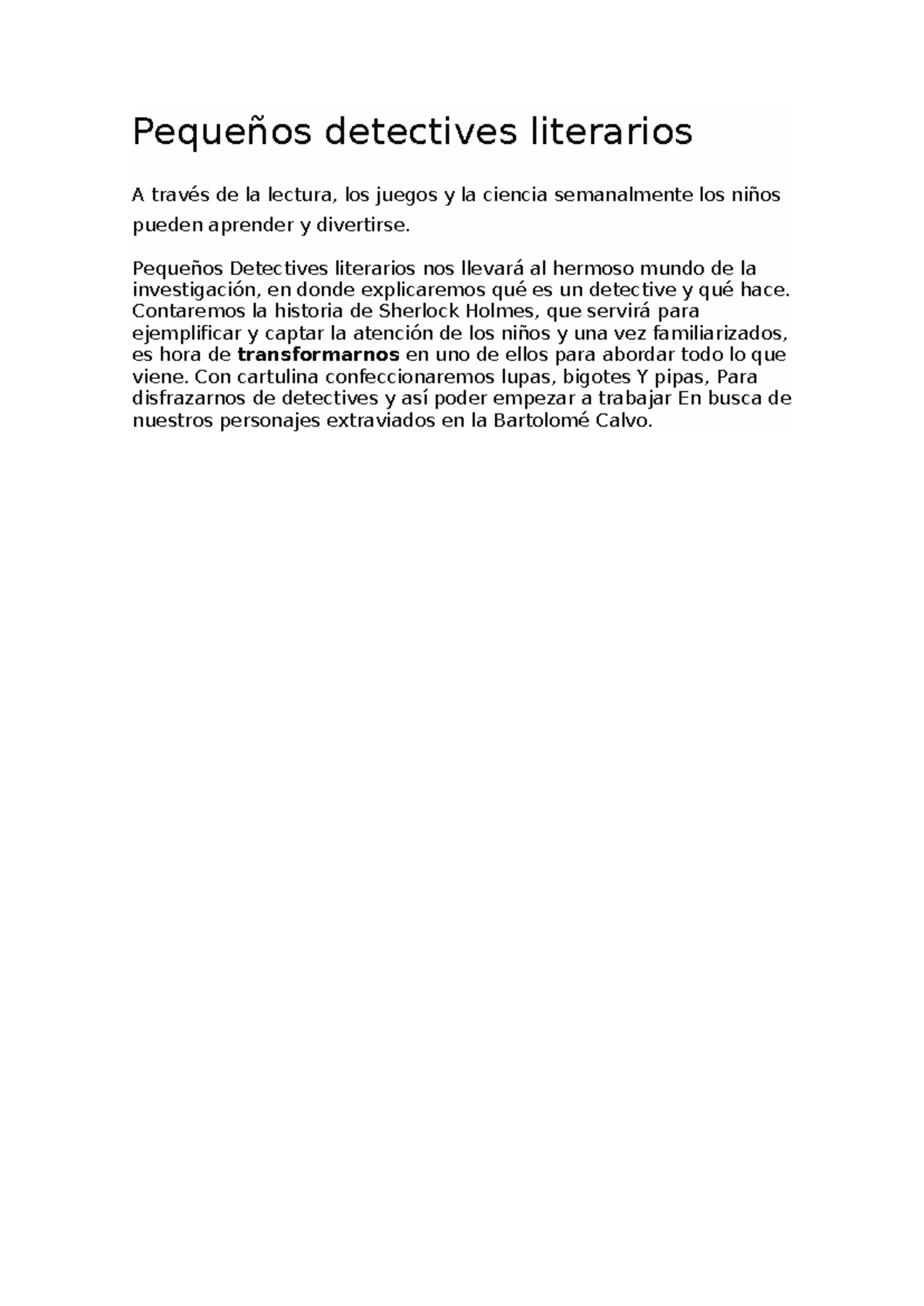 Pequeños detectives literarios - Pequeños detectives literarios A ...