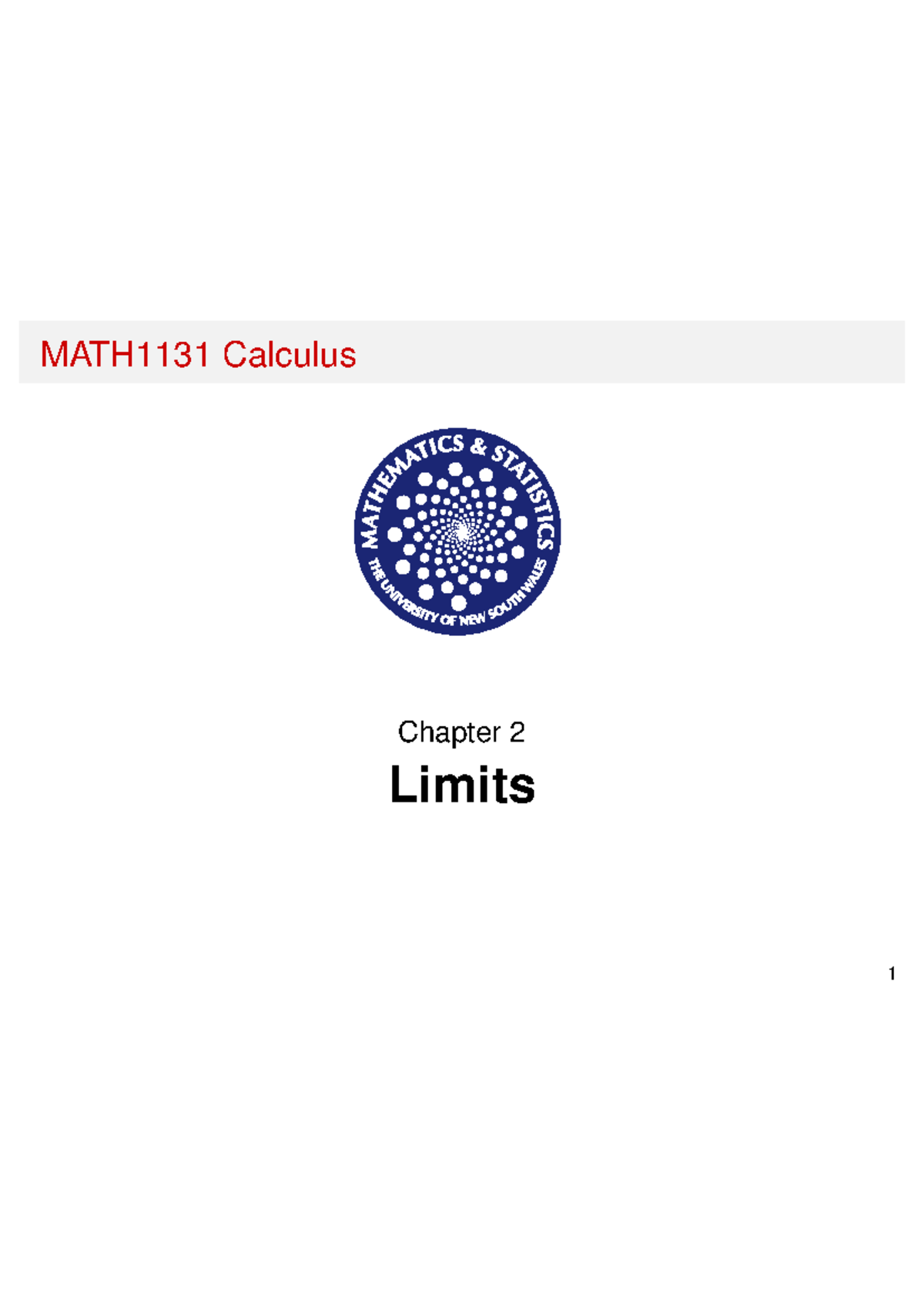 Week 2 annotated slides part 2 - MATH1131 Calculus Chapter 2 Limits ...