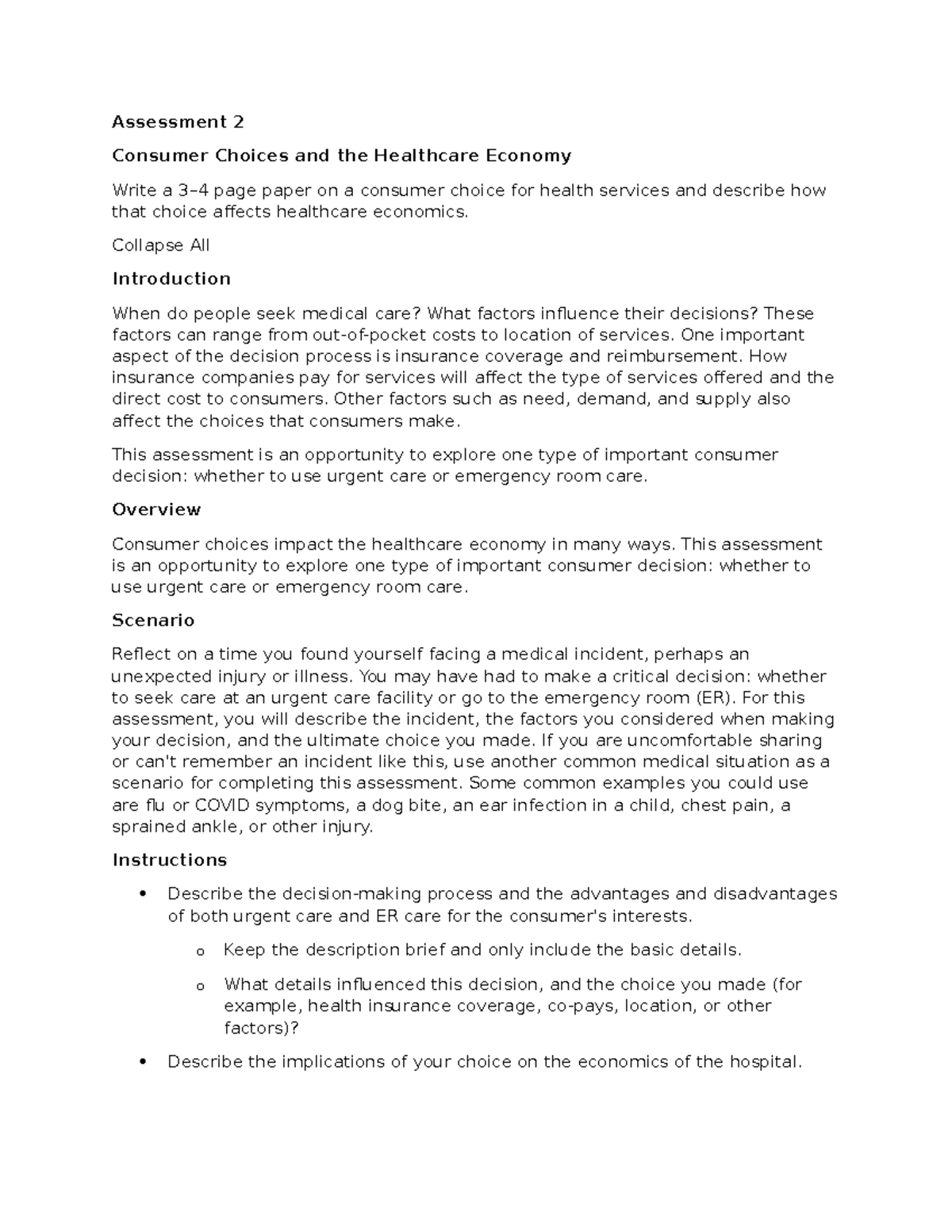 Consumer Choices in Healthcare Economics - Assessment 2 - 4112 - Studocu