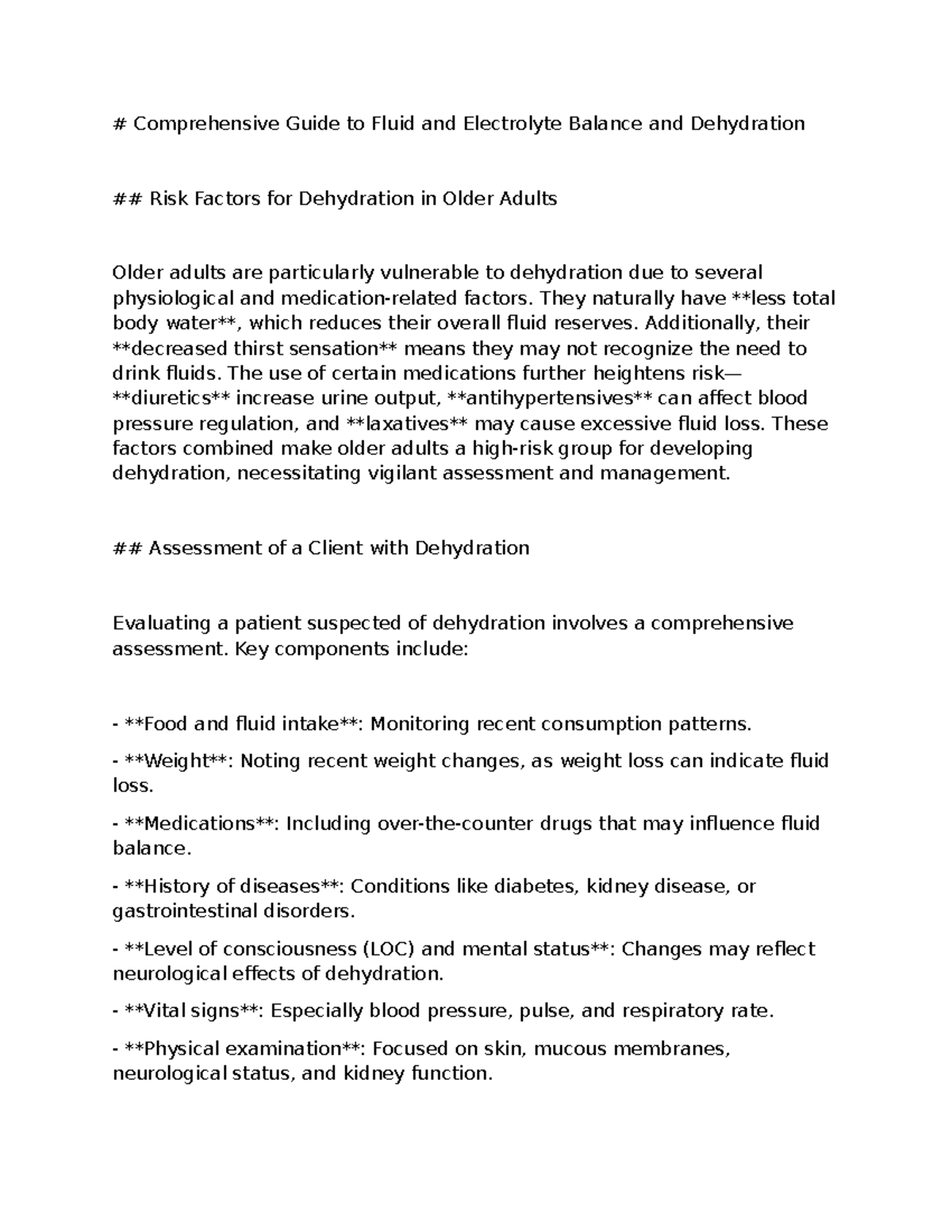 Comprehensive Guide to Fluid & Electrolyte Balance in Older Adults (NUR ...