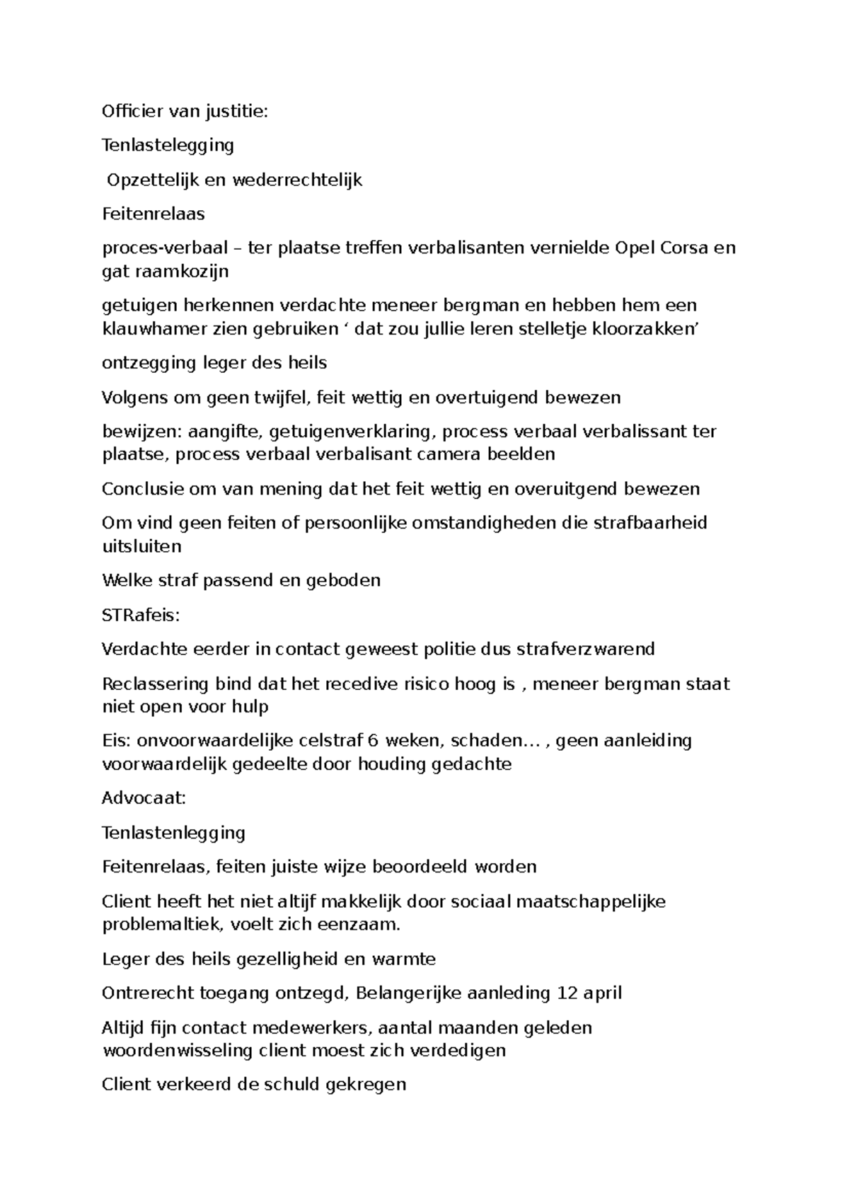Aantekeningen - Tenlastelegging en Procesverbaal (CJ-101) - Studeersnel