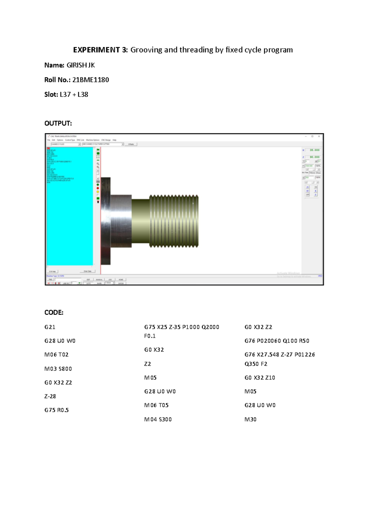 21BME1180 EXP3 CIM - homework - Computer Integrated Manufacturing ...