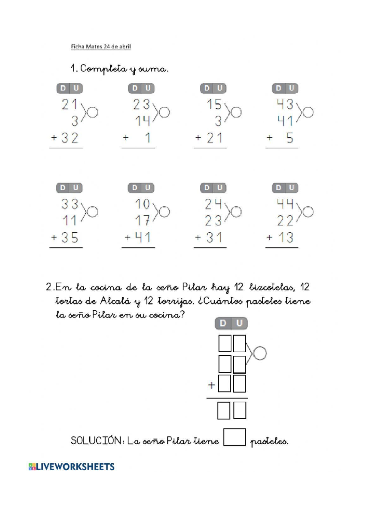 Ficha de Mates - Prácticas de Algoritmo (Worksheet 96755) - Studocu
