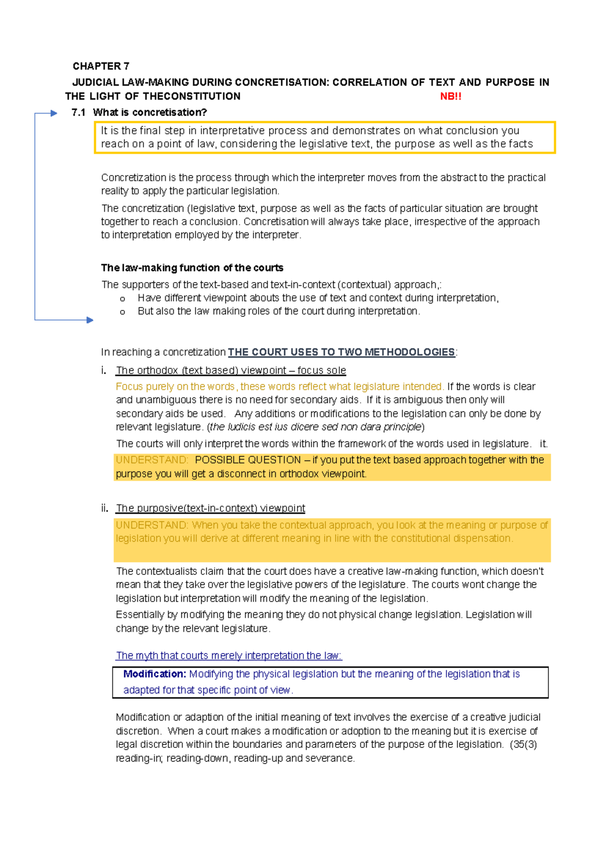 IOS2601 FINAL EXAM NOTES: CHAPTERS 7-9 ON JUDICIAL LAW-MAKING - Studocu