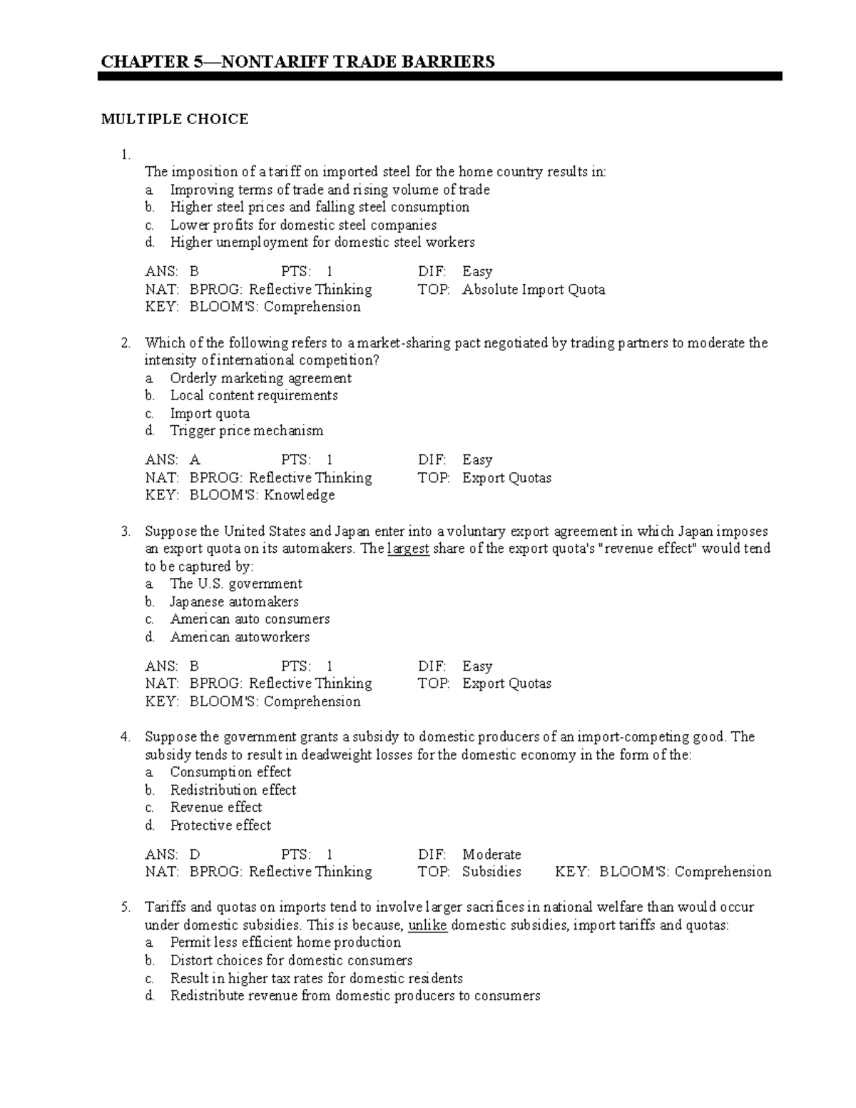 Chapter 5 - Overview of Nontariff Trade Barriers in Global Trade - Studocu