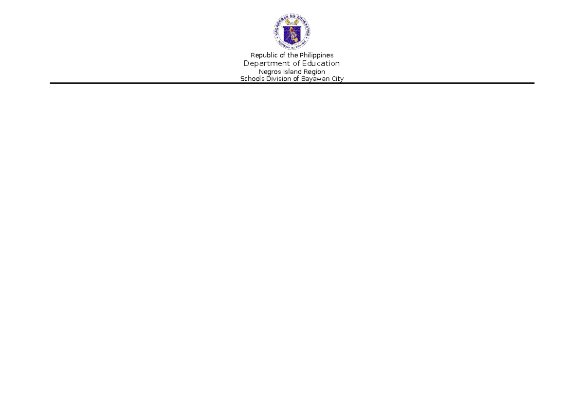 WeelMatTERS Grade 9 Weekly Learning Matrix (Weeks 1-2) - Studocu