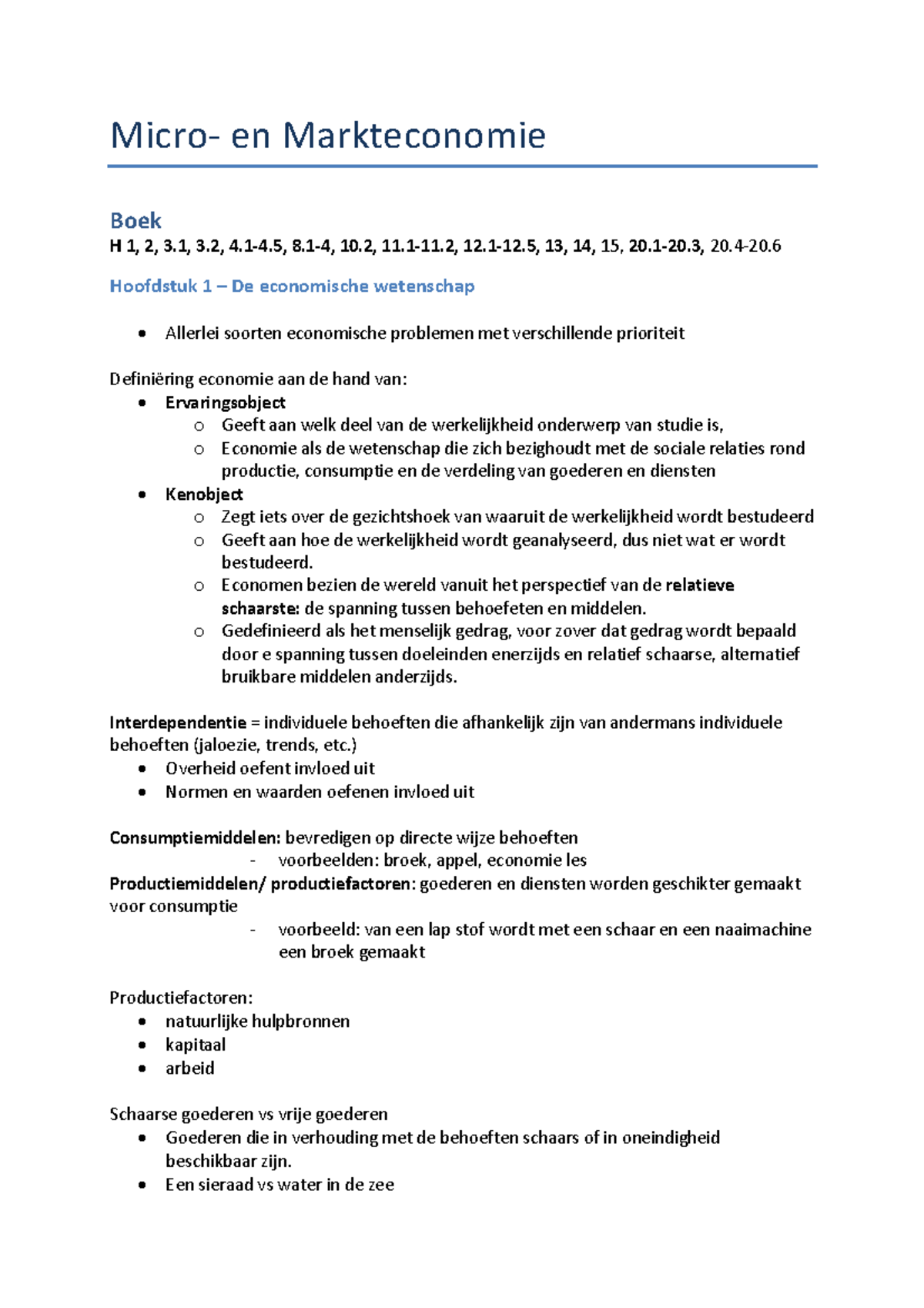 Microeconomische Marktstructuren en Concepts Samenvatting - H1 t/m H15 ...