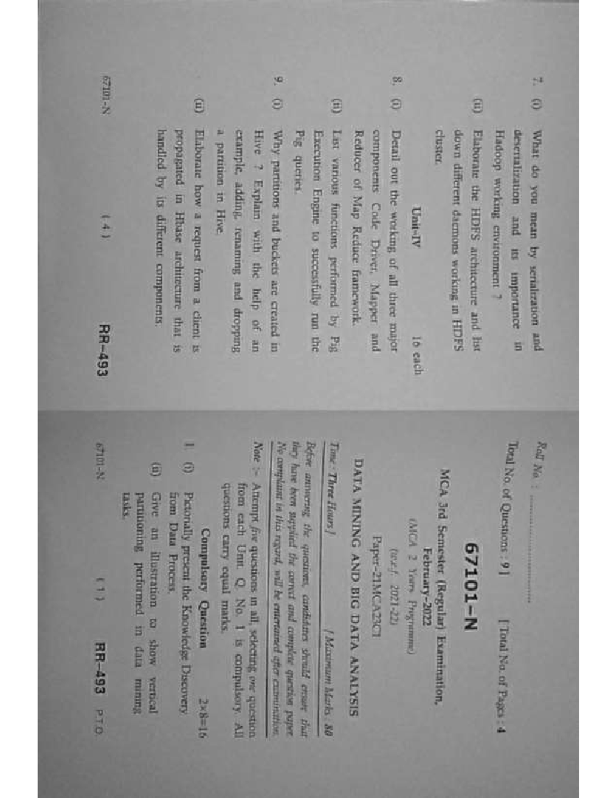 MCA 3rd Sem Final Exam: Data Mining & Big Data Analysis Insights - Studocu