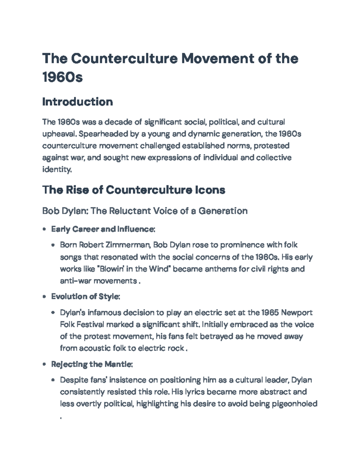 The Counterculture Movement of the 1960s: Social Change & Music ...