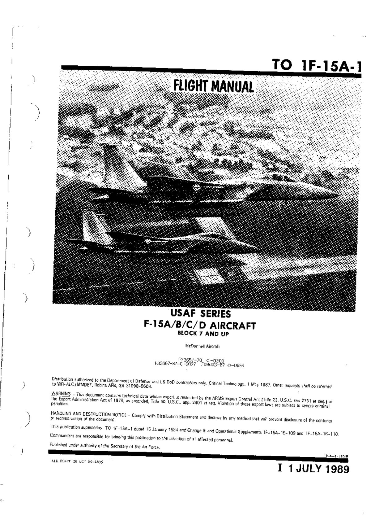 F15 (1) - :Dfdsfdksfladsf - TO FLIGHT MANUAL USAF SERIES AIRCRAFT BLOCK ...