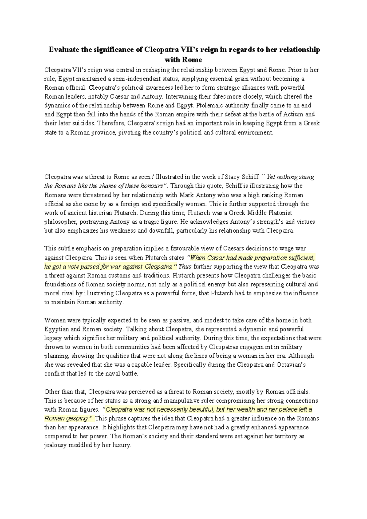 The Strategic Alliances of Cleopatra: Impact on Egypt-Rome Relations ...