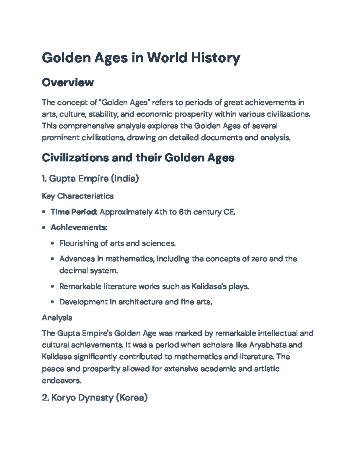Golden Ages of Civilizations: Insights & Achievements Analysis - Golden ...