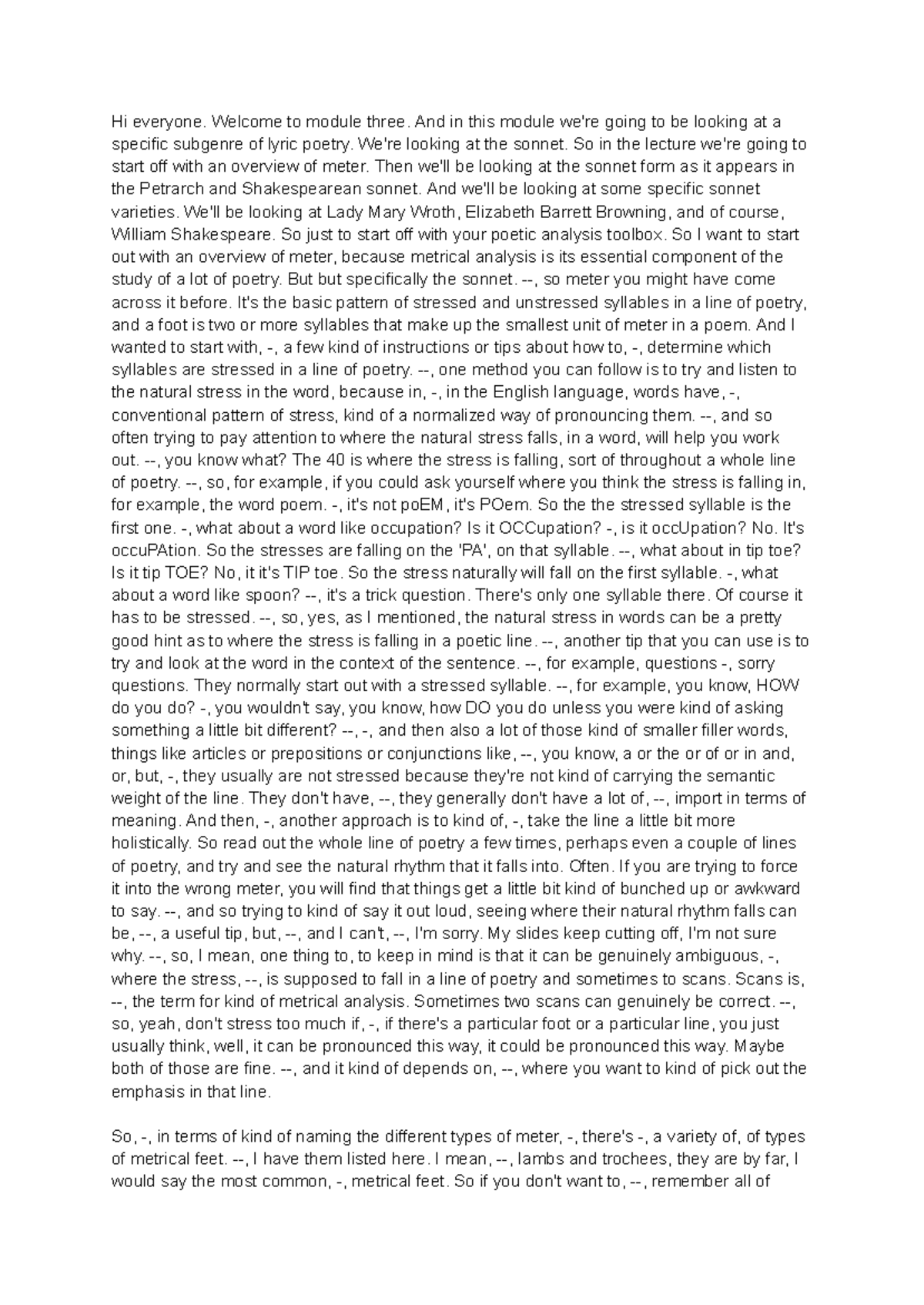 Engl 101: Lecture 3 - Exploring the Sonnet Form and Meter Analysis ...