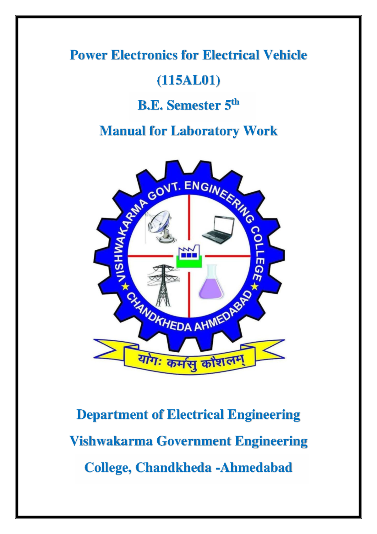 Power Electronics for Electric Vehicles Lab Manual (115AL01) - Studocu