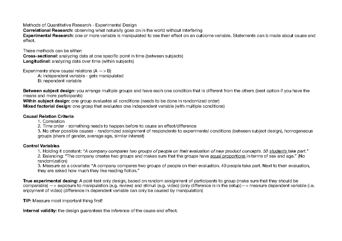 SPD Research QNT - Methods of Quantitative Research - Experimental ...