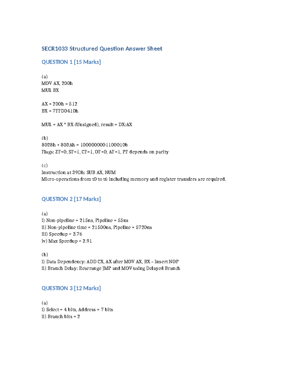 SECR1033 Structured Question Answer Sheet for Exam Preparation - Studocu