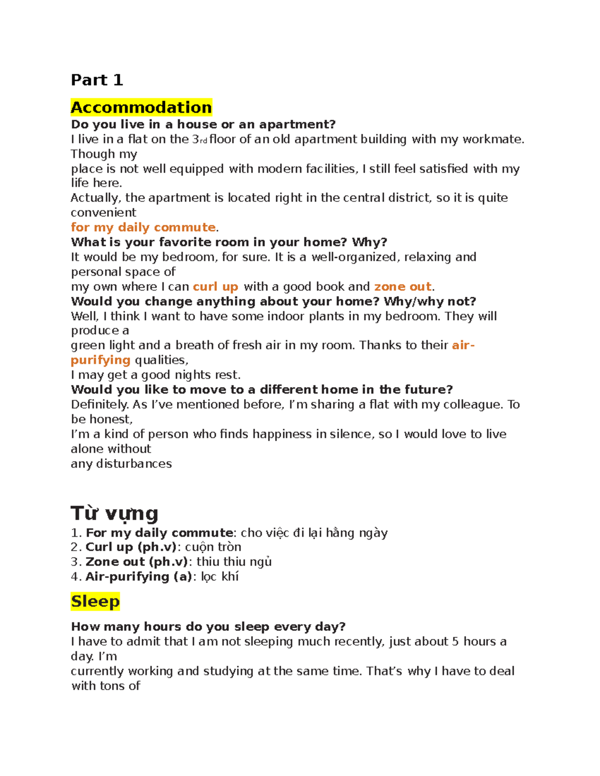 Speaking ielts new update 1 - Part 1 Accommodation Do you live in a ...