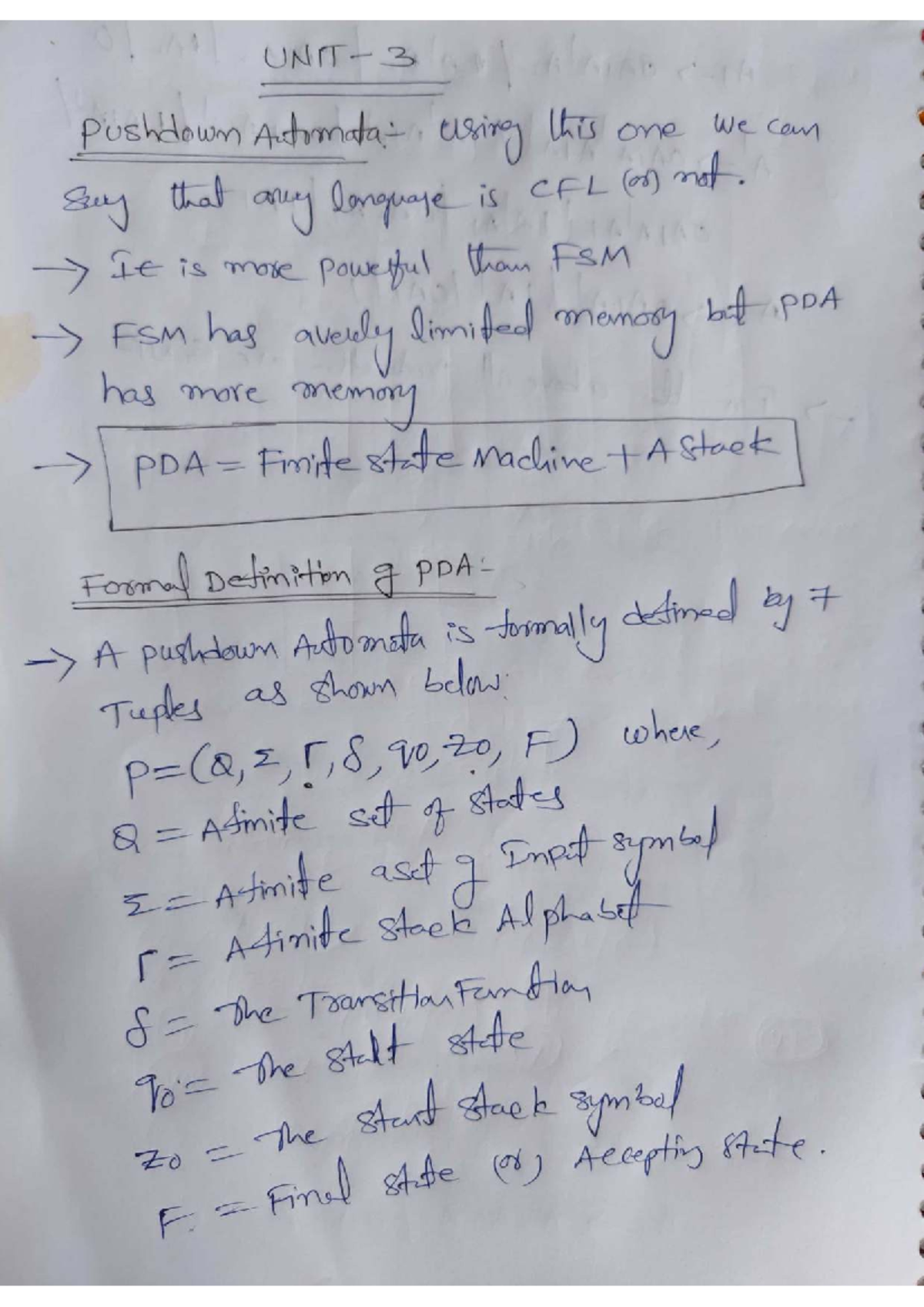 ATCD 3 - Pushdown Automata and Context-Free Languages Notes - Studocu