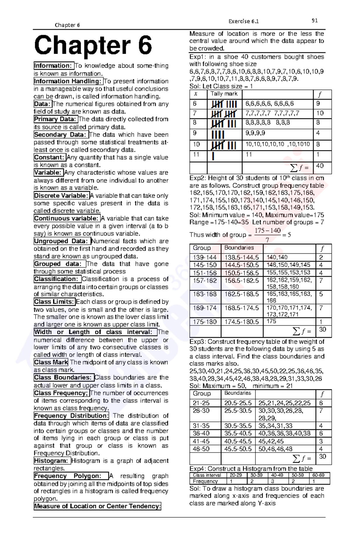 10th Mathematics Chapter-6 (Basic Statistics) PDF Notes - Chapter 6 ...