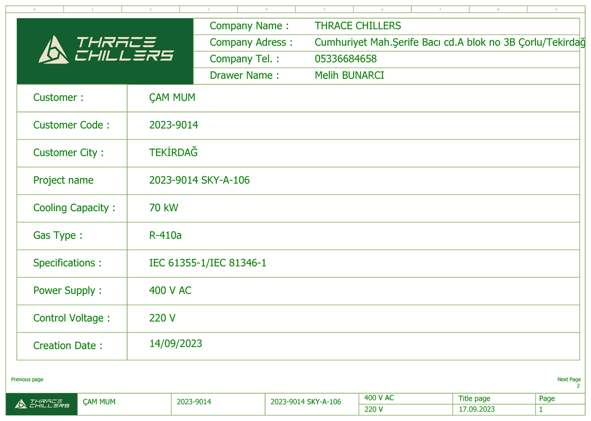Electrical Project 2023-9014 SKY-A-106: Cooling System Specs - Studocu