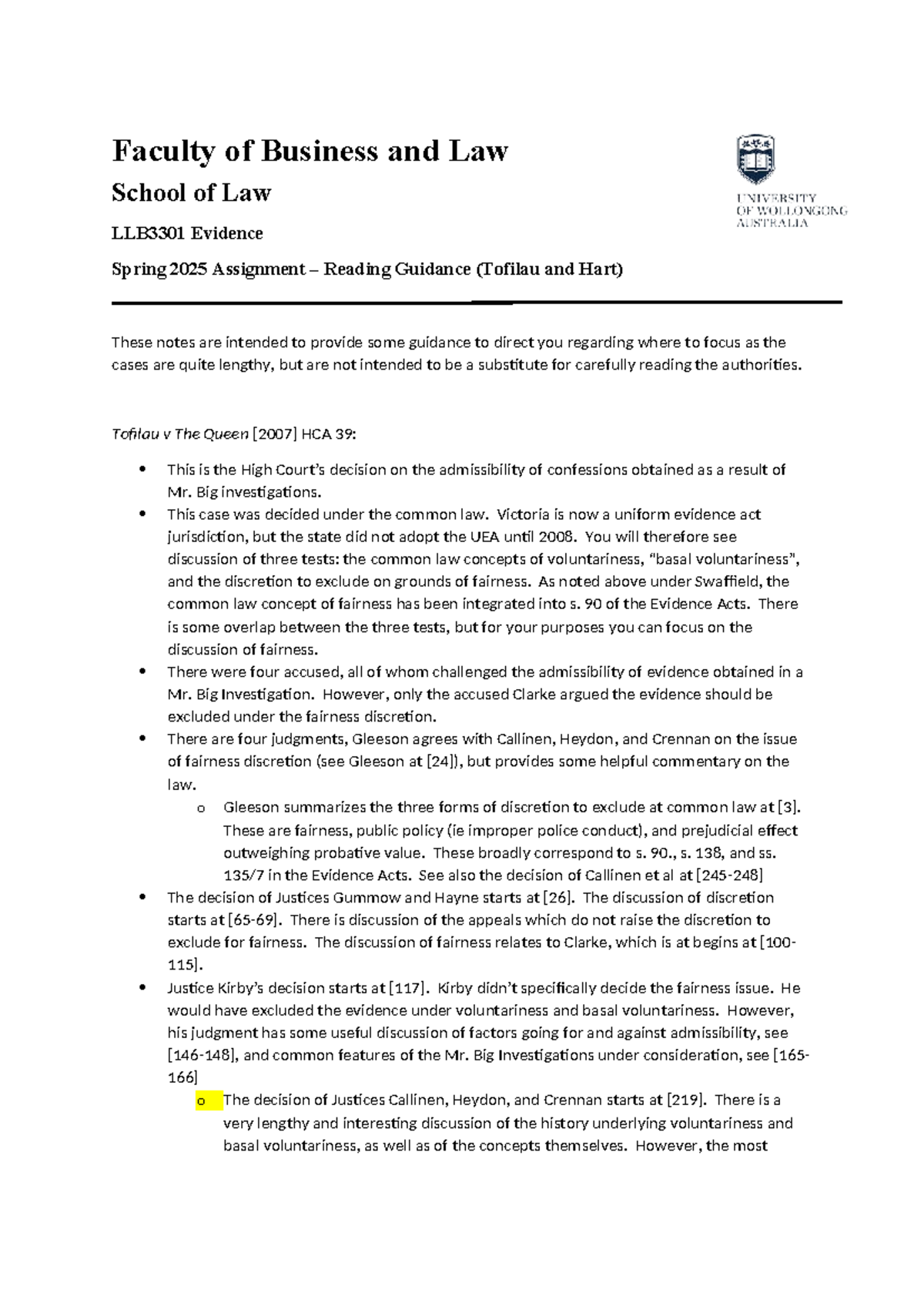 LLB3301 Spring 2025 Assignment Reading Notes: Tofilau & Hart Analysis ...