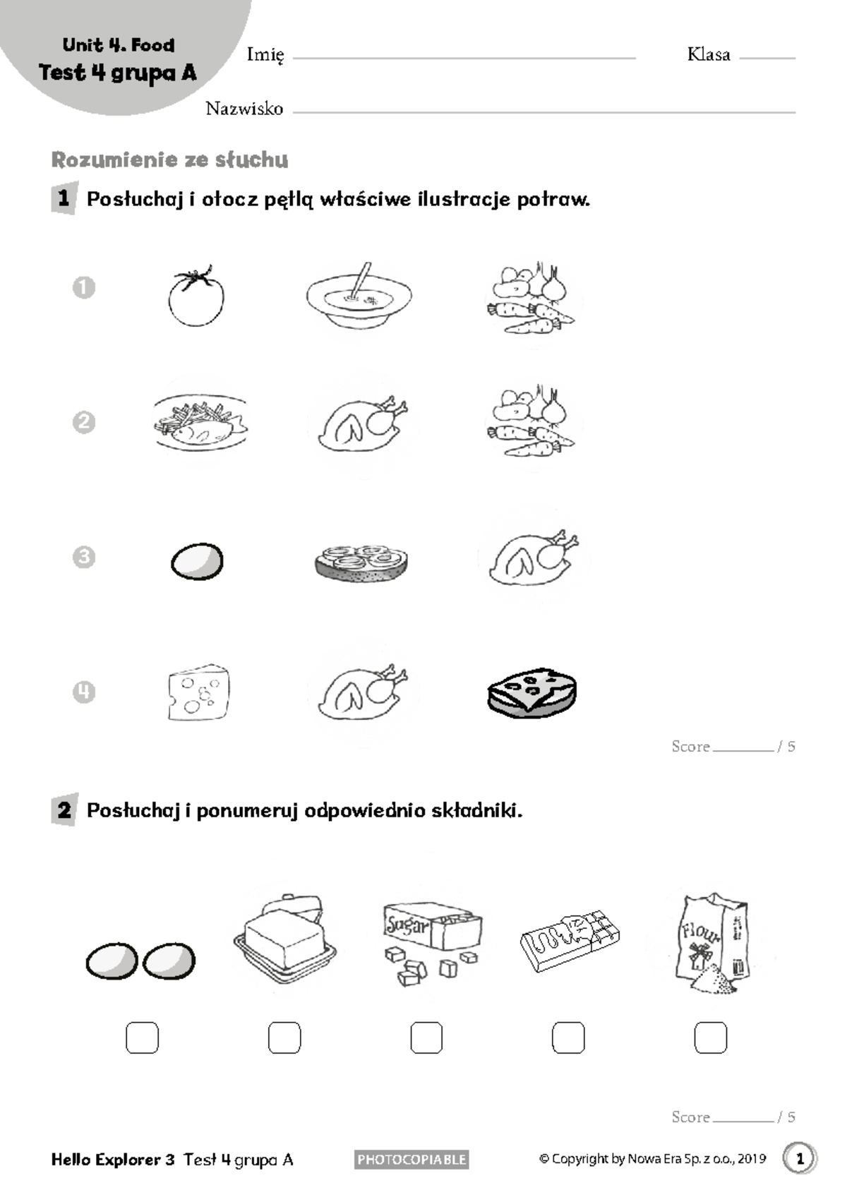 Hello Explorer 3 Unit 4 Test 4 - Food Understanding & Communication ...
