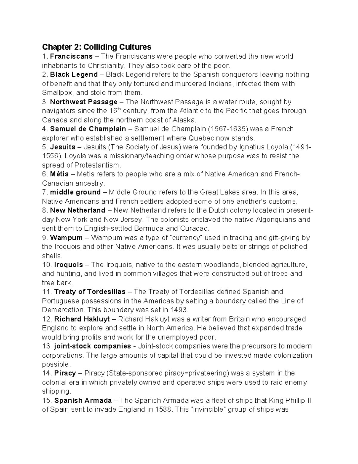 History CH 2 Vocabulary - Key Terms and Definitions - Studocu