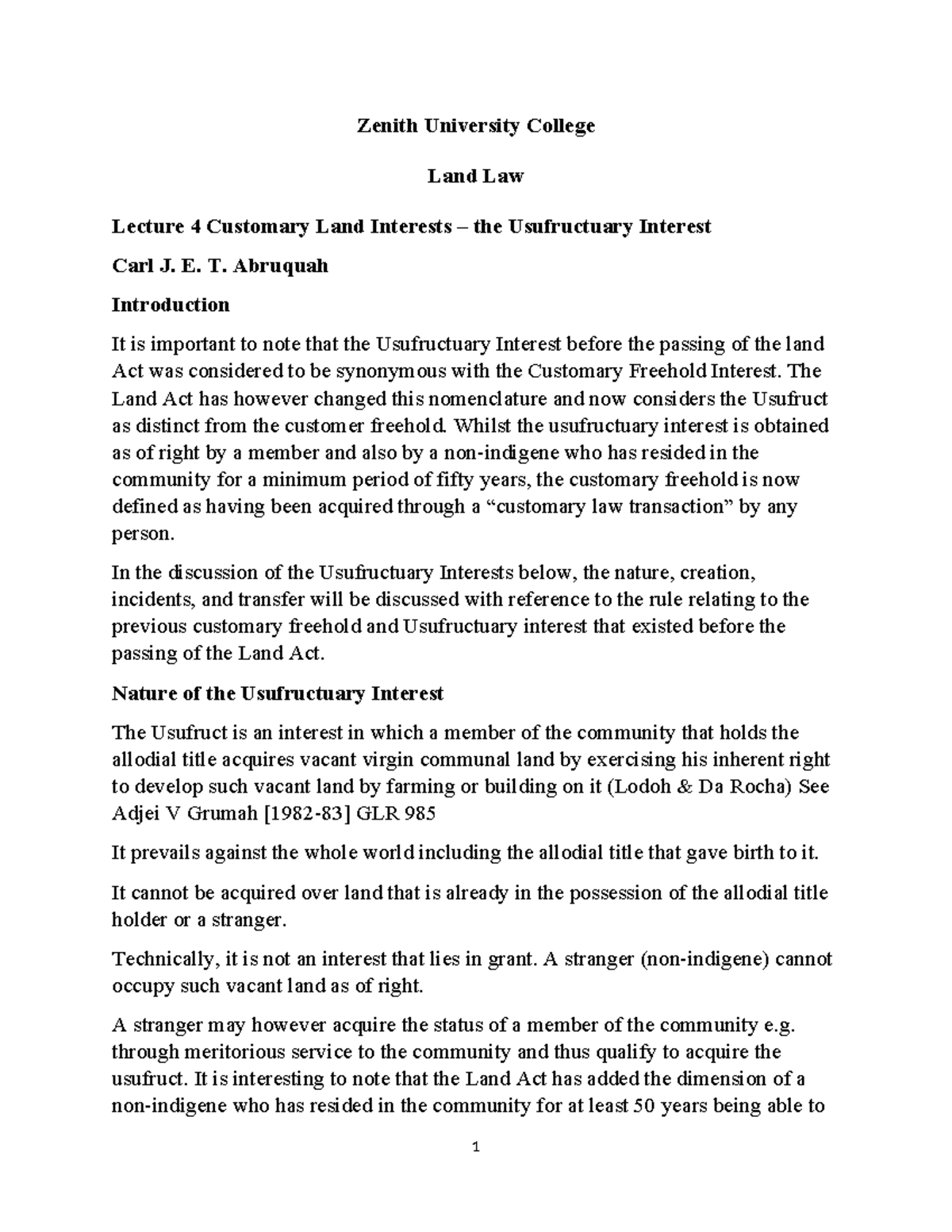 Lecture 4: Customary Land Interests - Usufructuary Rights Explained ...