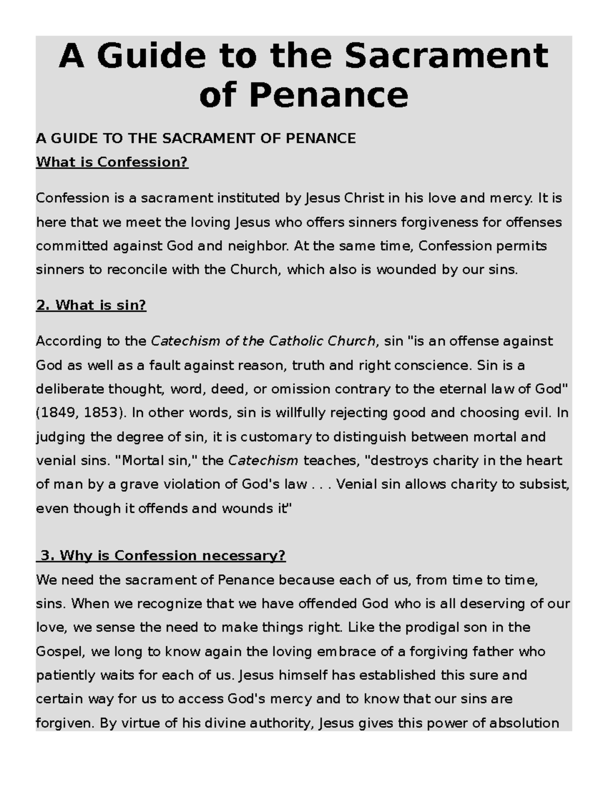 Sacrament Of Penance Steps