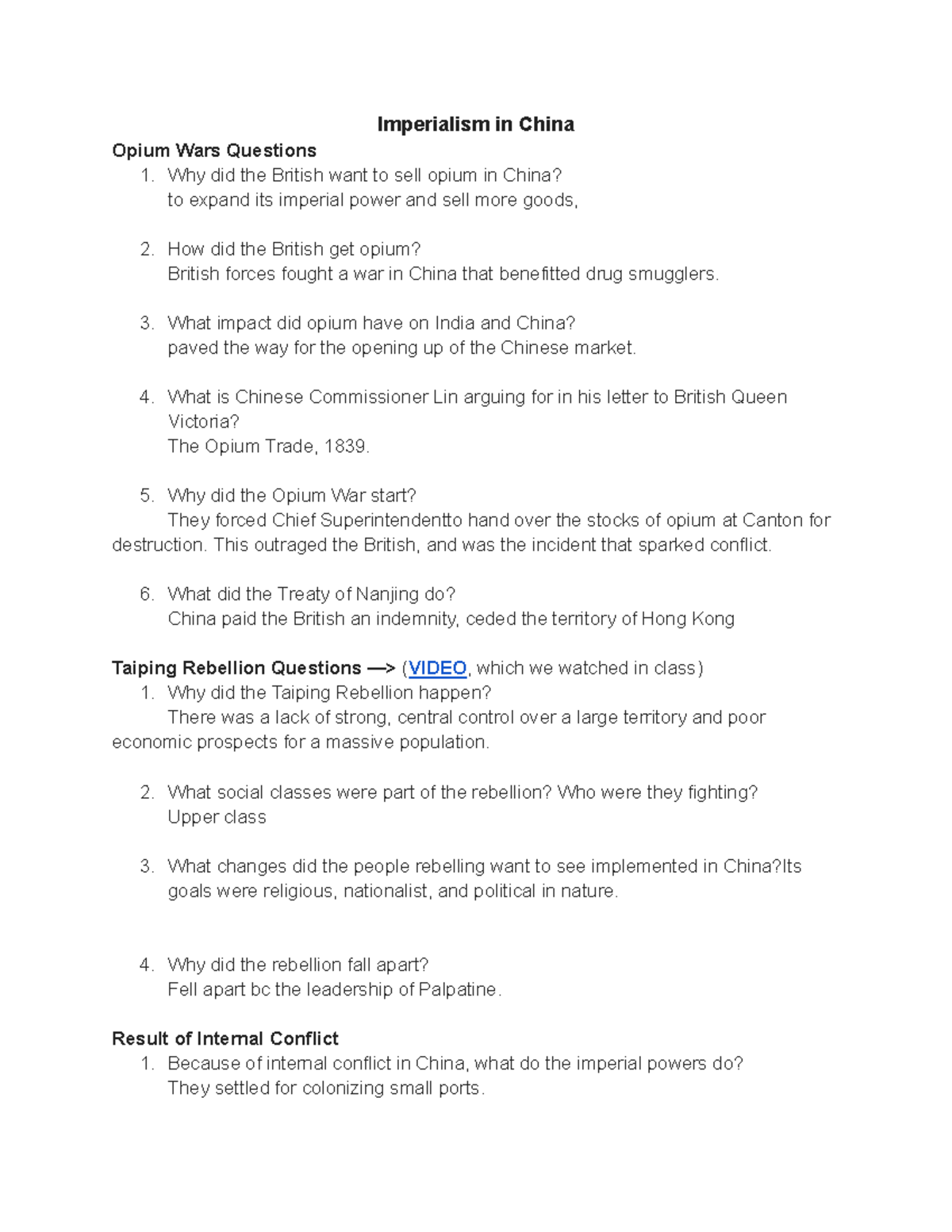 Imperialism in China Opium Wars, Taiping and Boxer Rebellions ...
