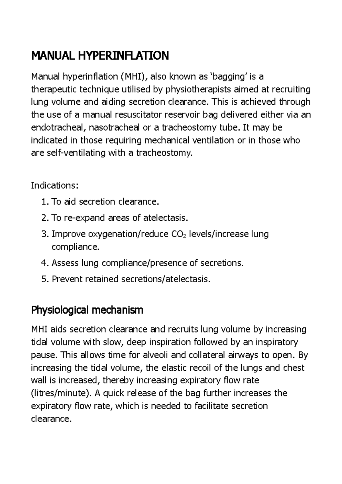 Manual Hyperinflation guideline for use copy - MANUAL HYPERINFLATION Manual hyperinflation (MHI ...