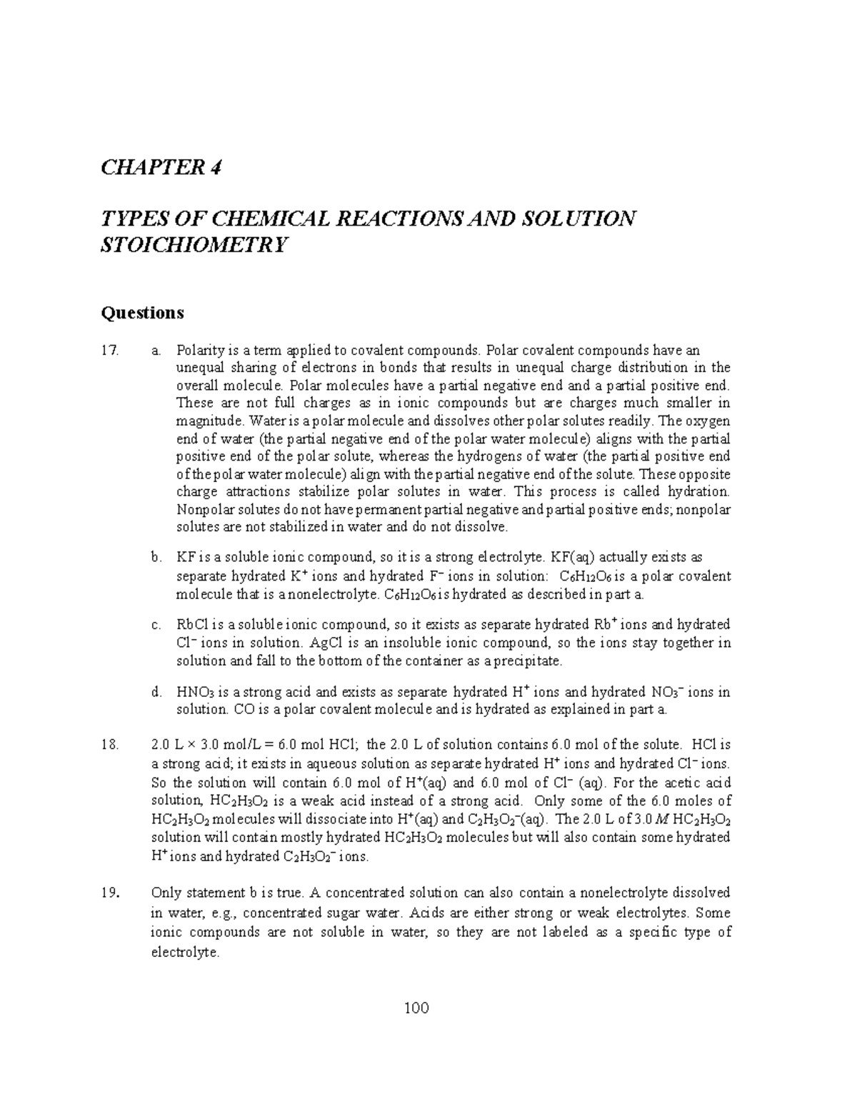 CHAPTER 4: TYPES OF CHEMICAL REACTIONS & SOLUTION STOICHIOMETRY - Studocu